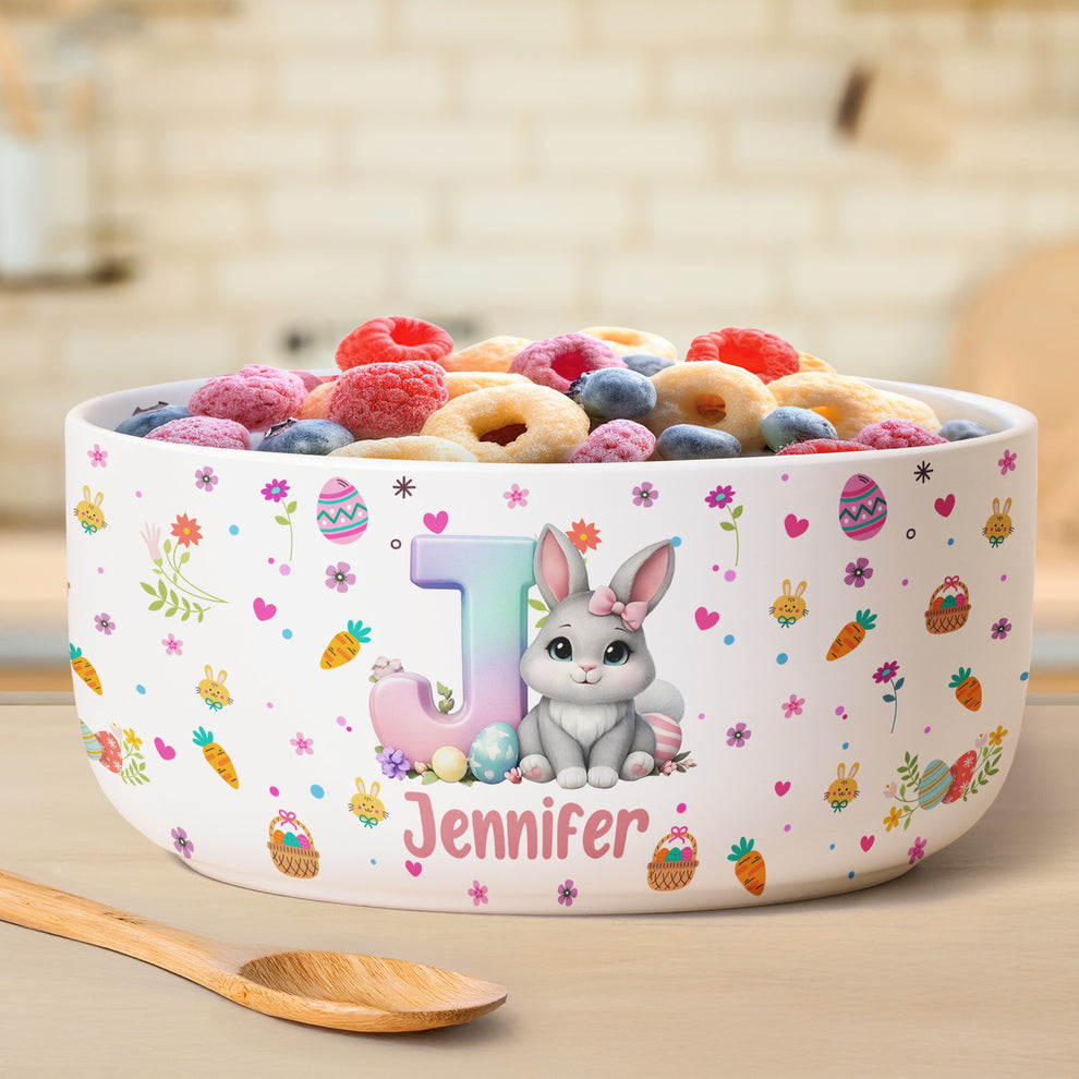 Bunny Initial Easter - Personalized Ceramic Bowl – Macorner