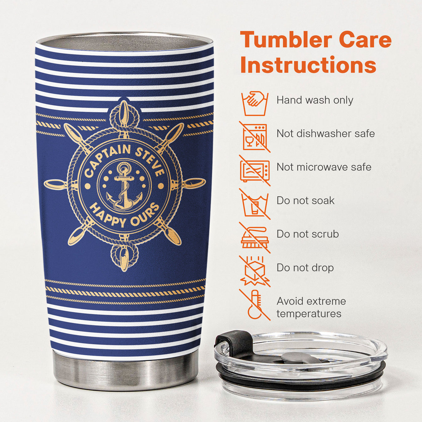 Captain, First Mate, Boat Name - Personalized Tumbler Cup – Macorner