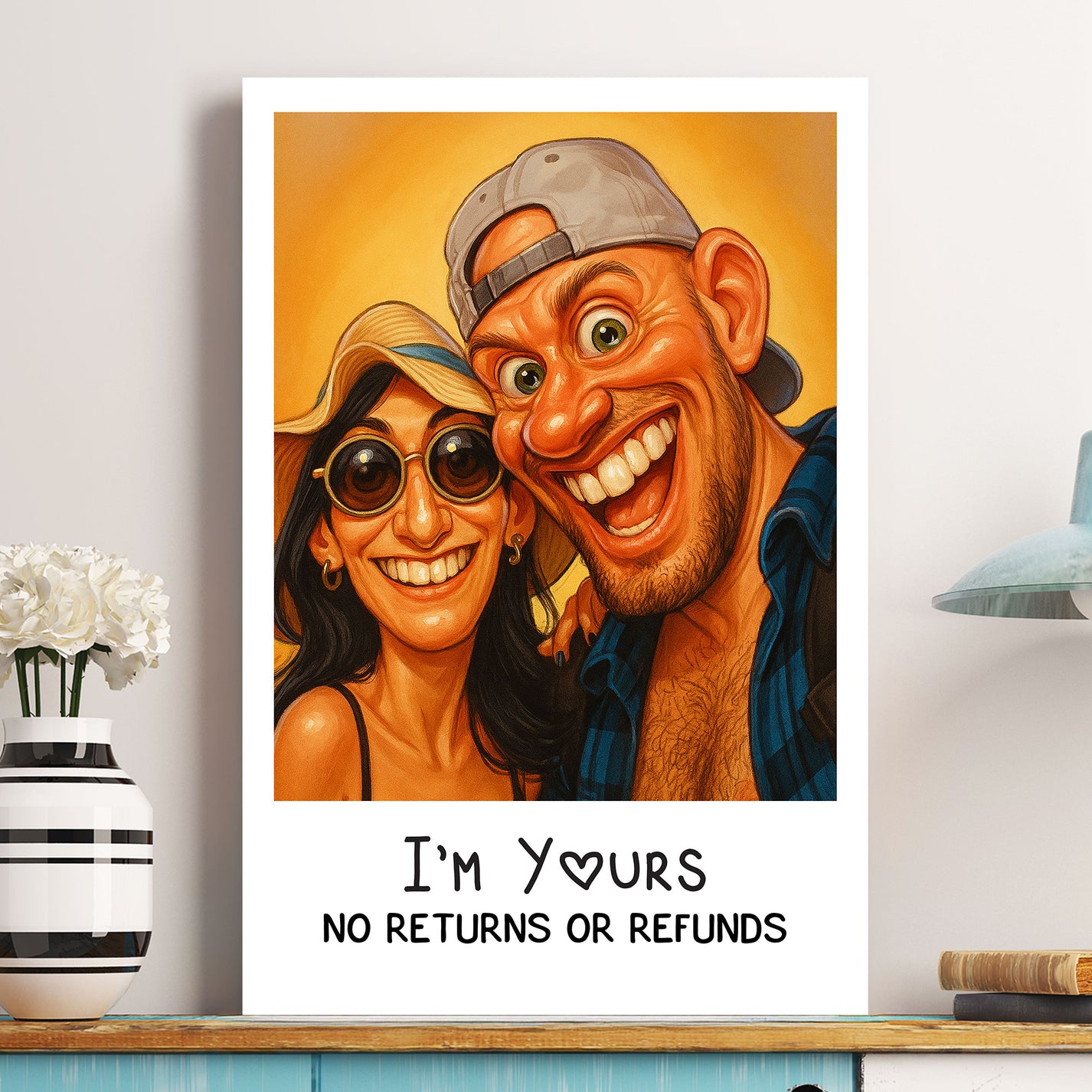 Caricature Wall Art For Funny Couples - Custom Cartoon Drawing From Ph ...