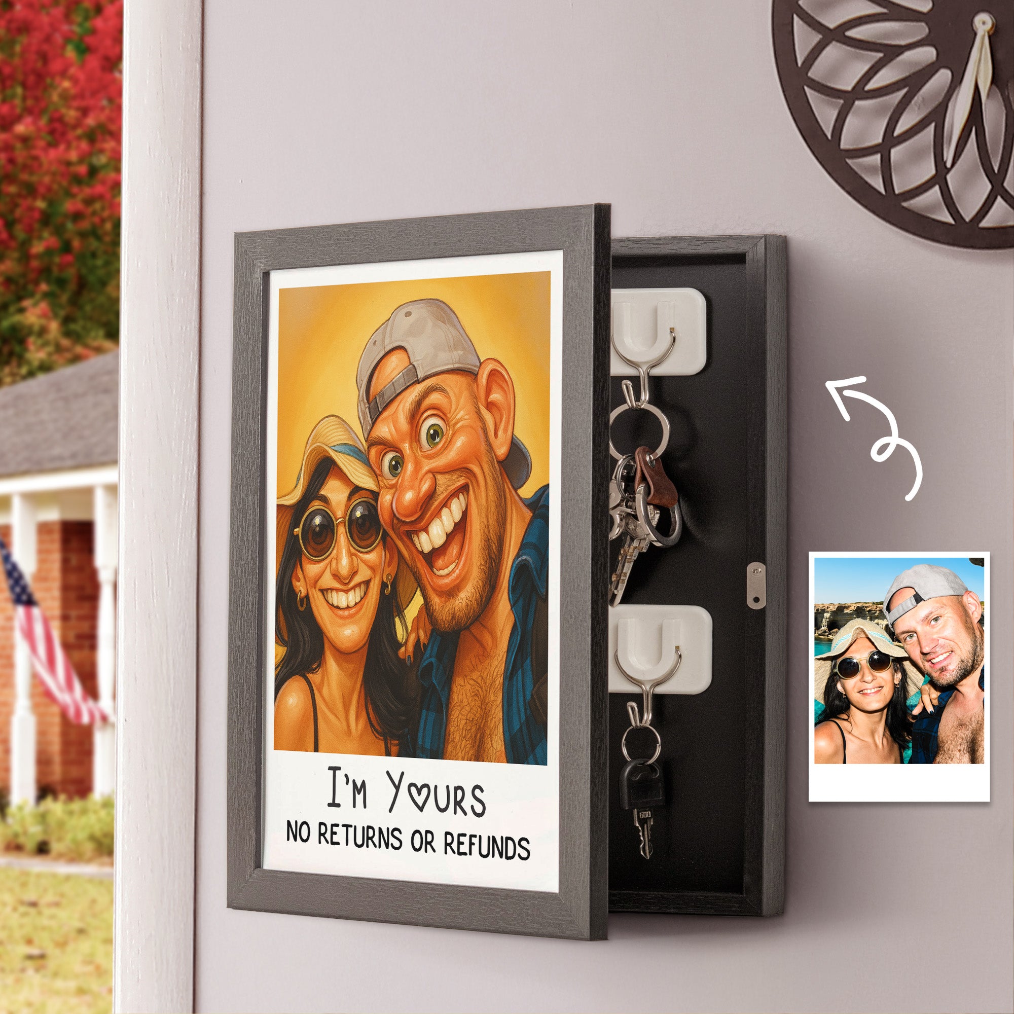 Caricature Wall Art For Funny Couples From Photo - Personalized Hidden ...