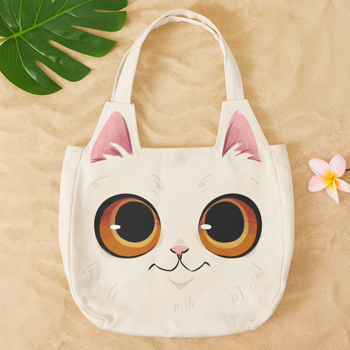 Cat Cute Face - Personalized Round Tote Bag – Macorner