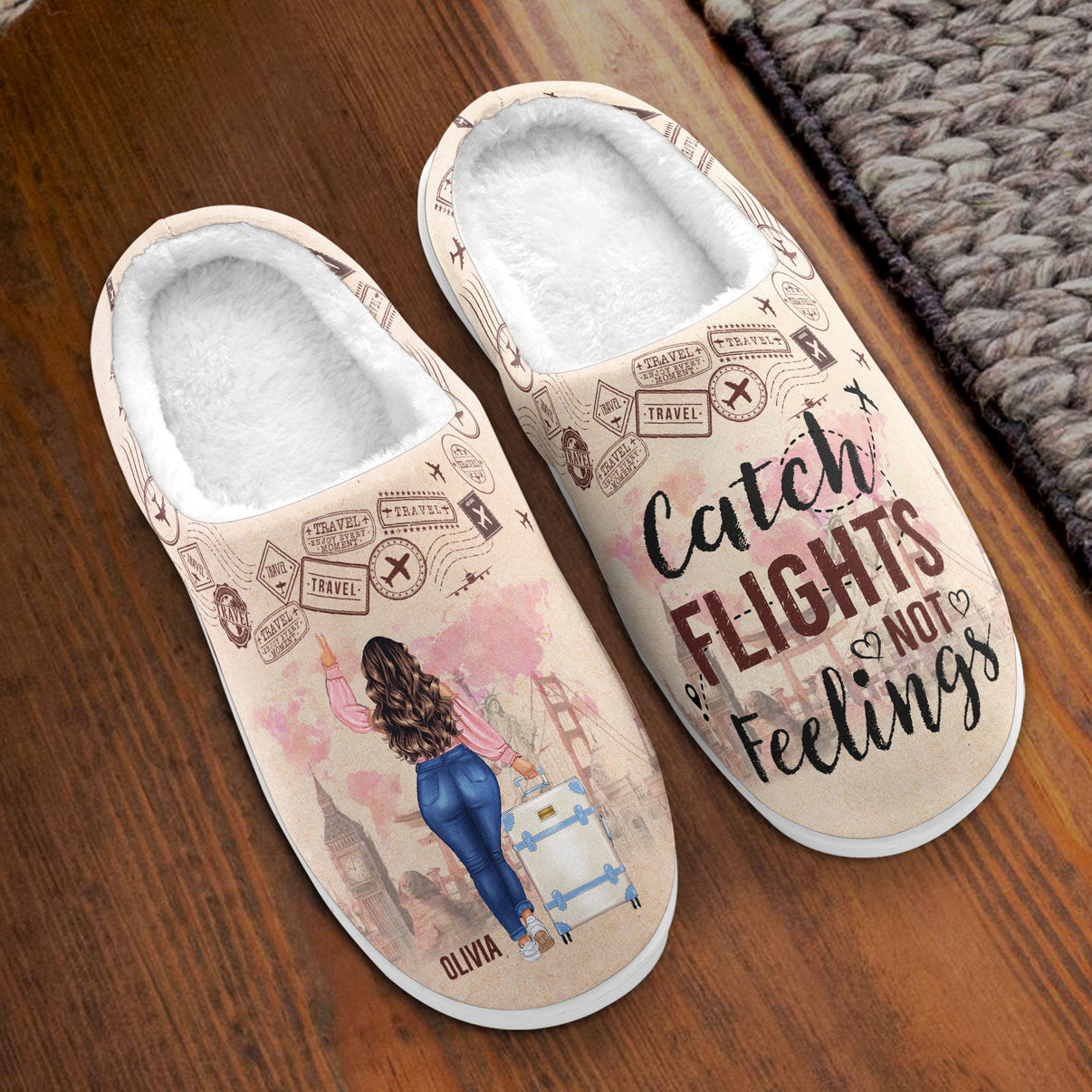 Catch Flights Not Feelings - Personalized Slippers – Macorner