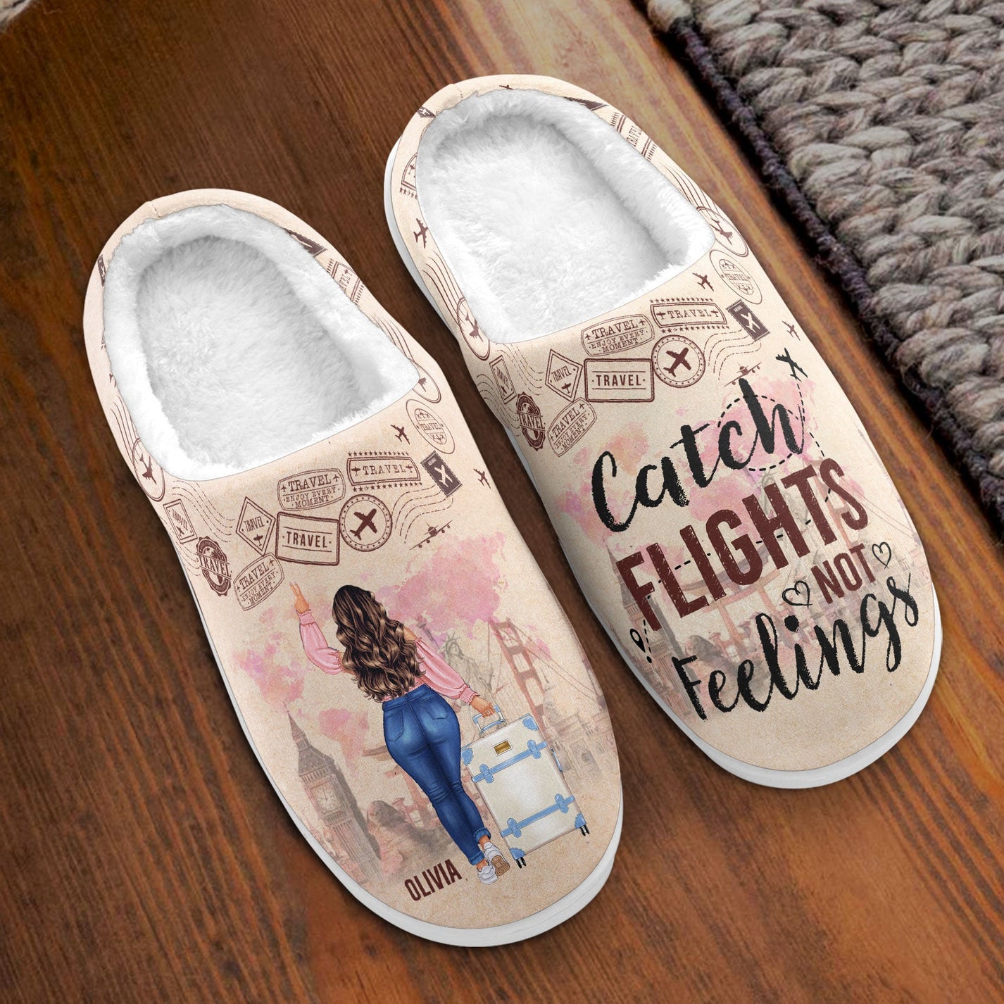 Catch Flights Not Feelings - Personalized Slippers – Macorner