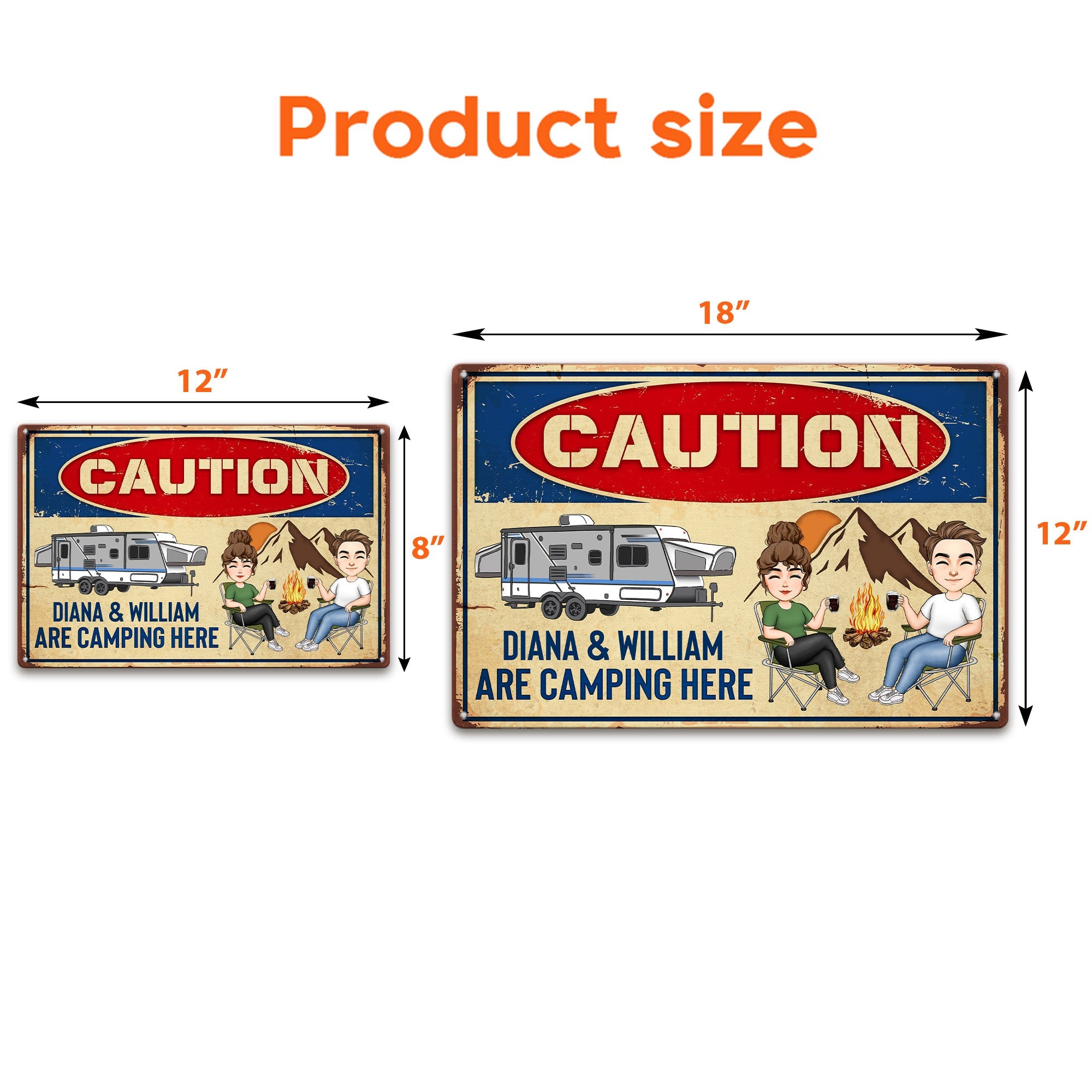 Caution We Are Camping Here - Personalized Metal Sign - Macorner
