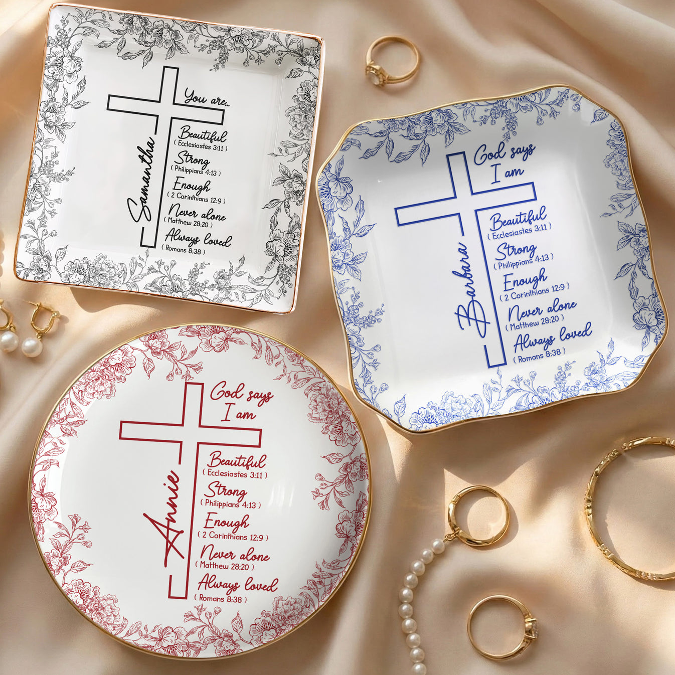Christ Cross Affirmation Religious Gift For Women Toile De Jouy ...