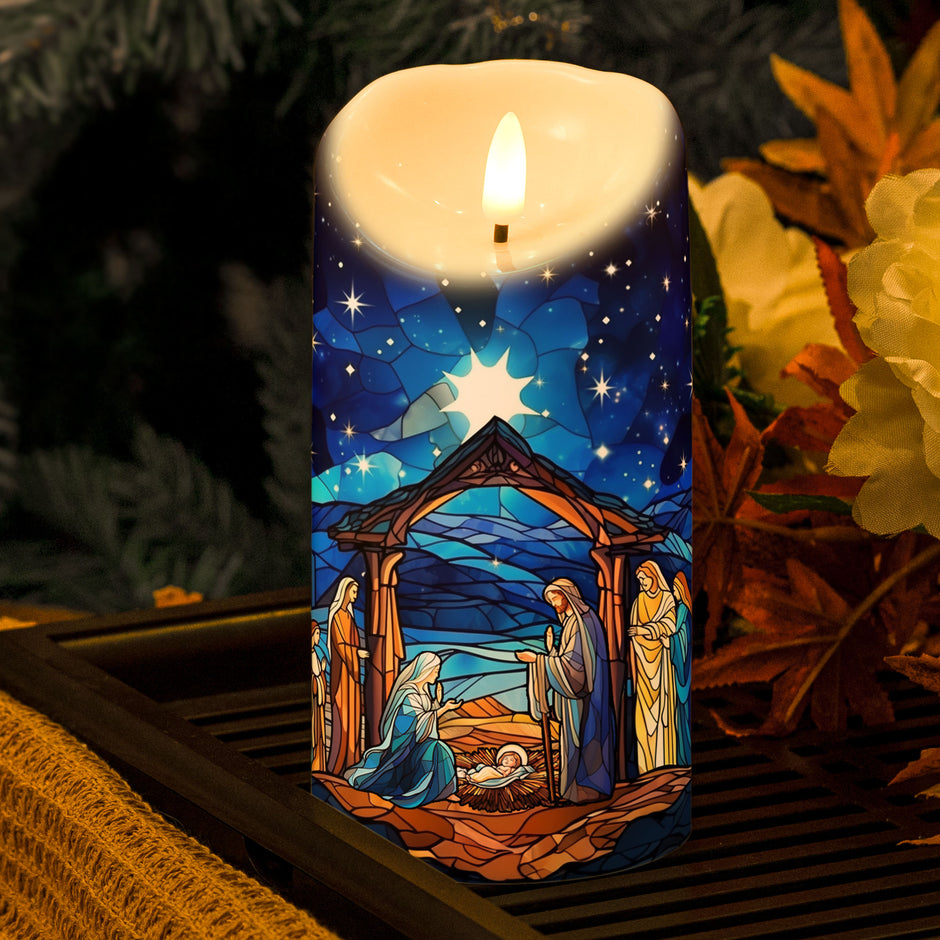Christmas Nativity Scene - Personalized LED Candle – Macorner