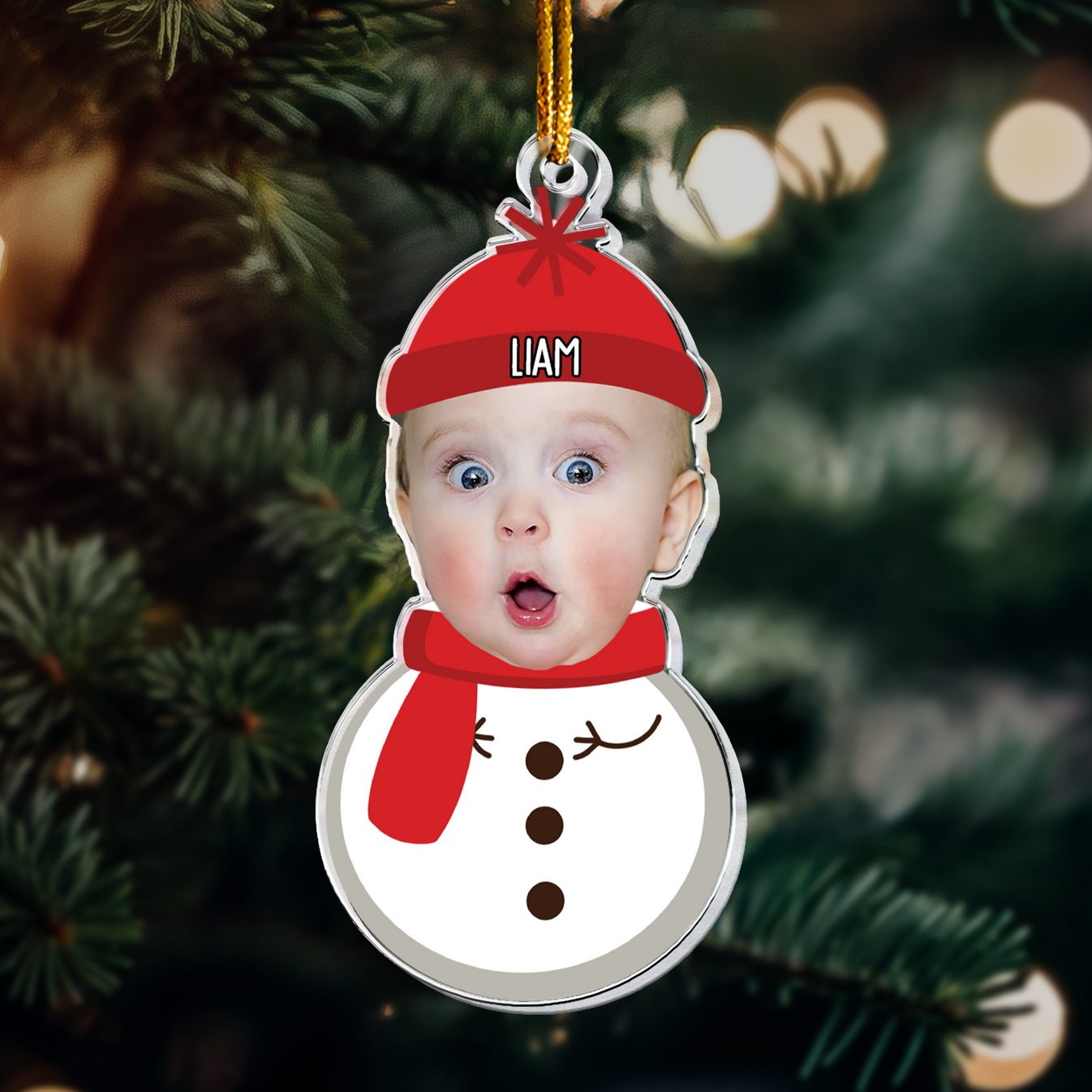 Christmas Snowman With Kids - Personalized Acrylic Photo Ornament ...