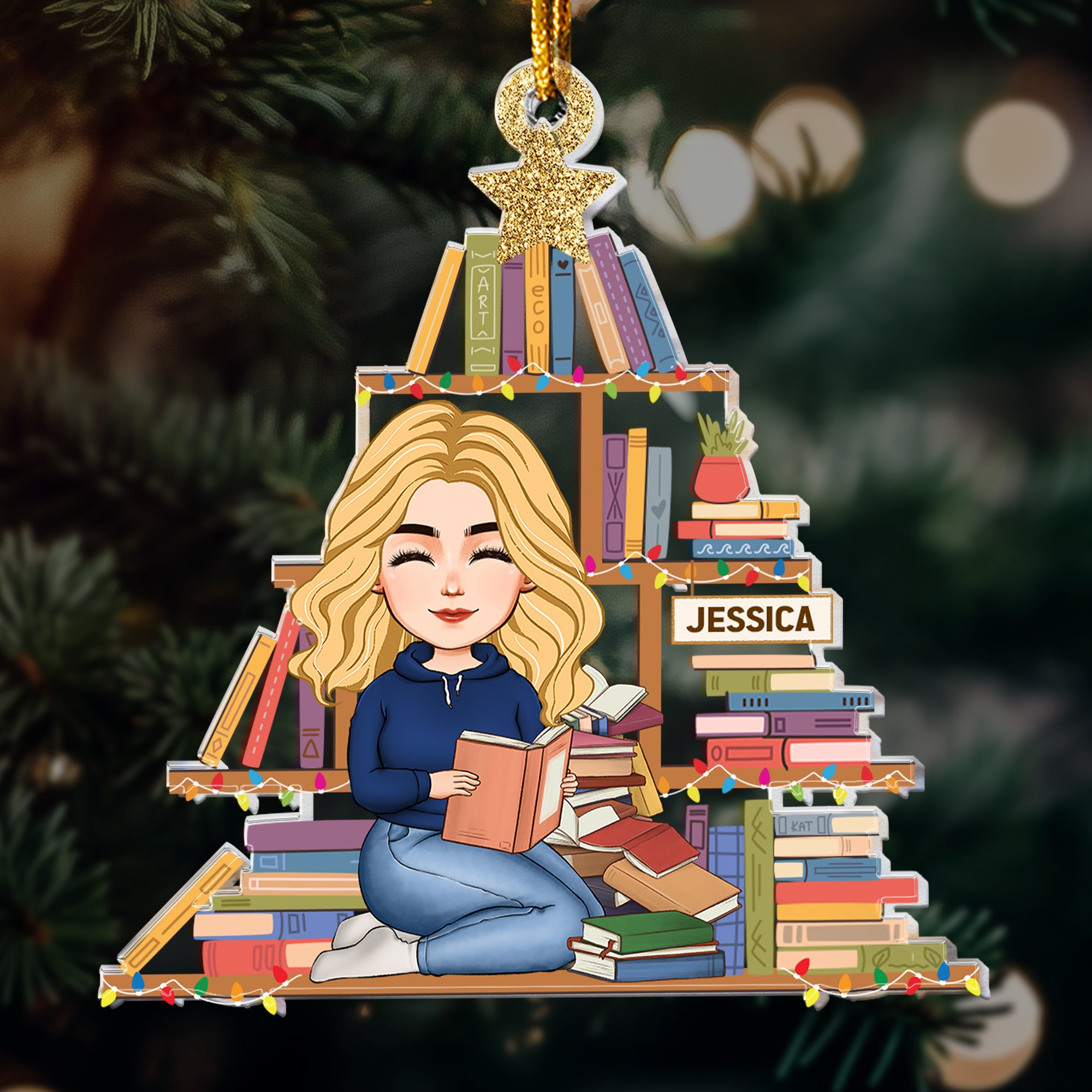 Christmas Tree Merry Bookmas - Personalized Acrylic Ornament – Macorner