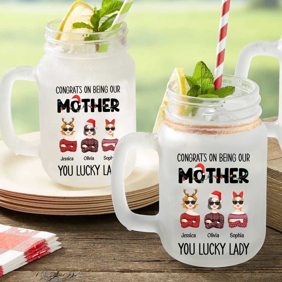 Father's Day Gifts, Congrats Mom - Personalized Mason Jar Cup With Str ...