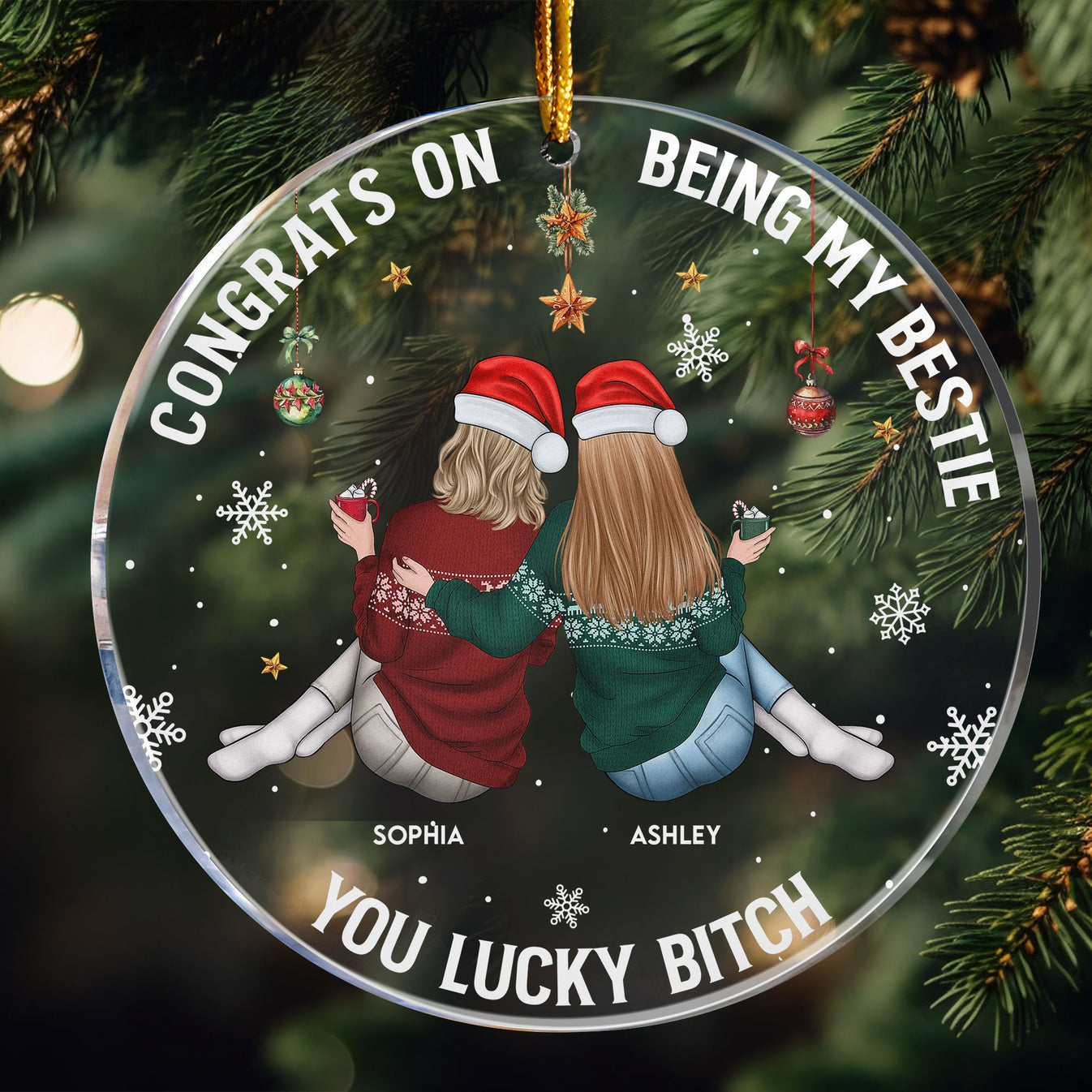 Congrats On Being Bestie Bitch - Personalized Acrylic Ornament – Macorner