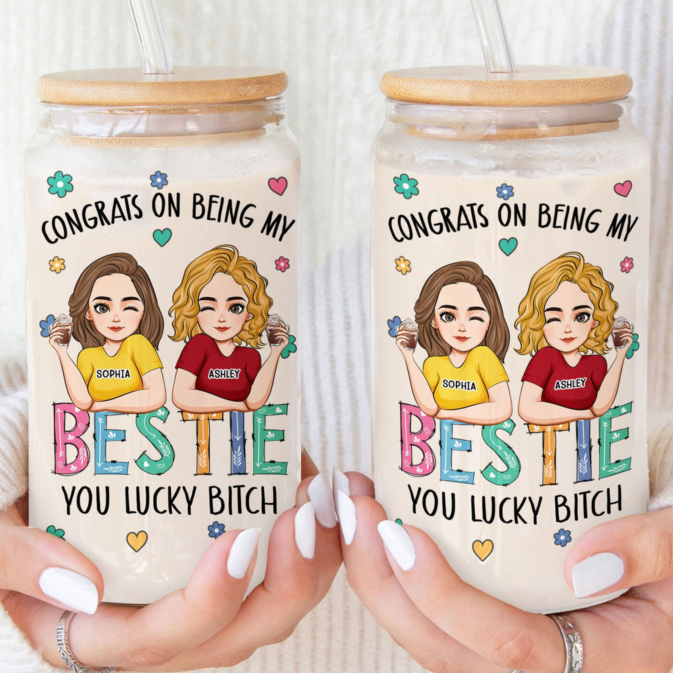 Congrats On Being My Bestie, Sister - Personalized Clear Glass Cup ...