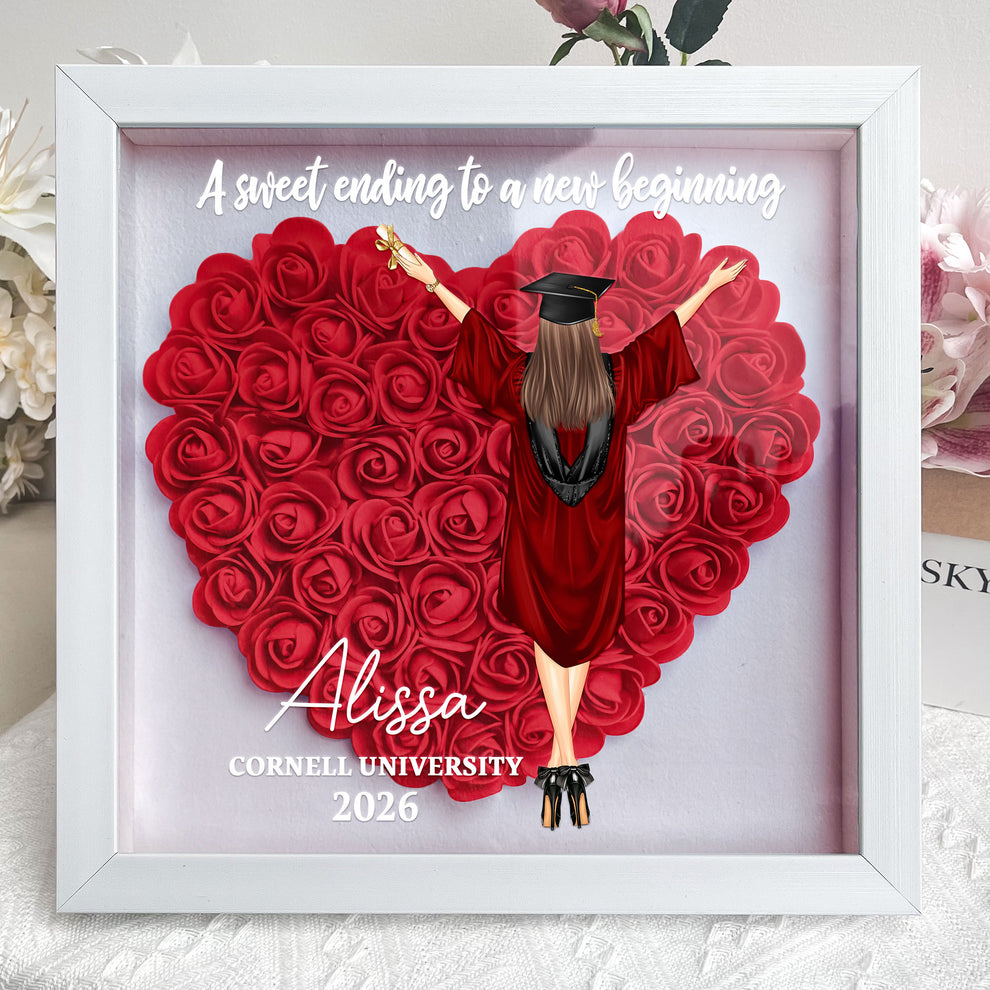 Congratulation Graduate A Sweet Ending - Personalized Flower Shadow Bo ...