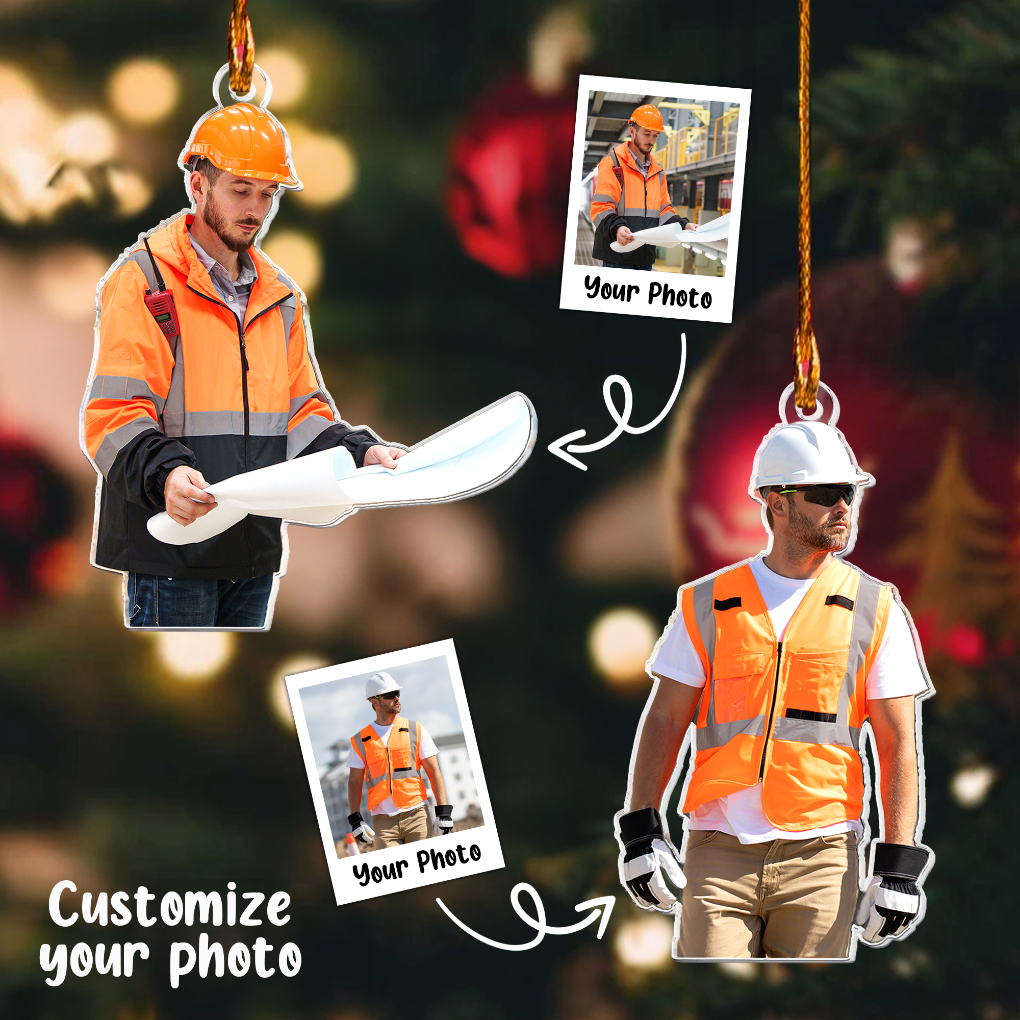 Construction Ornaments Christmas Decoration - Personalized Acrylic ...