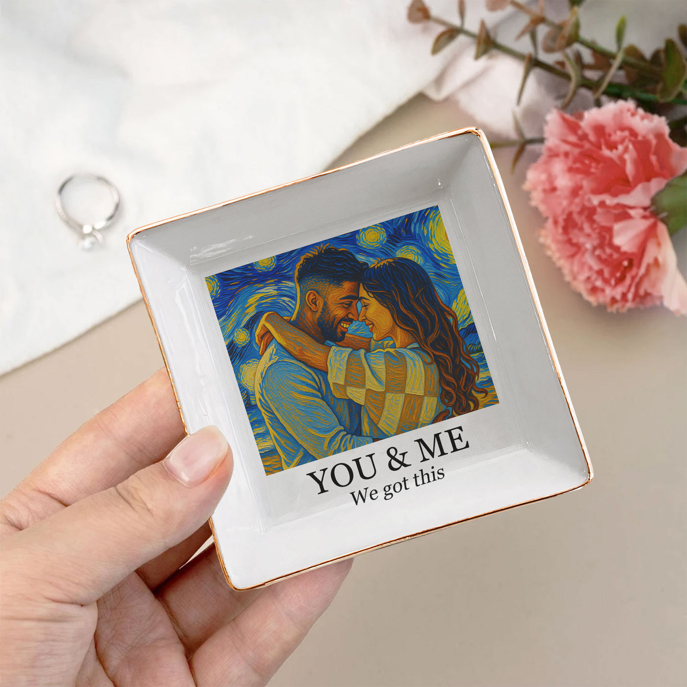 Couple Photo Van Gogh Style Art Anniversary Valentine's Day Gift ...