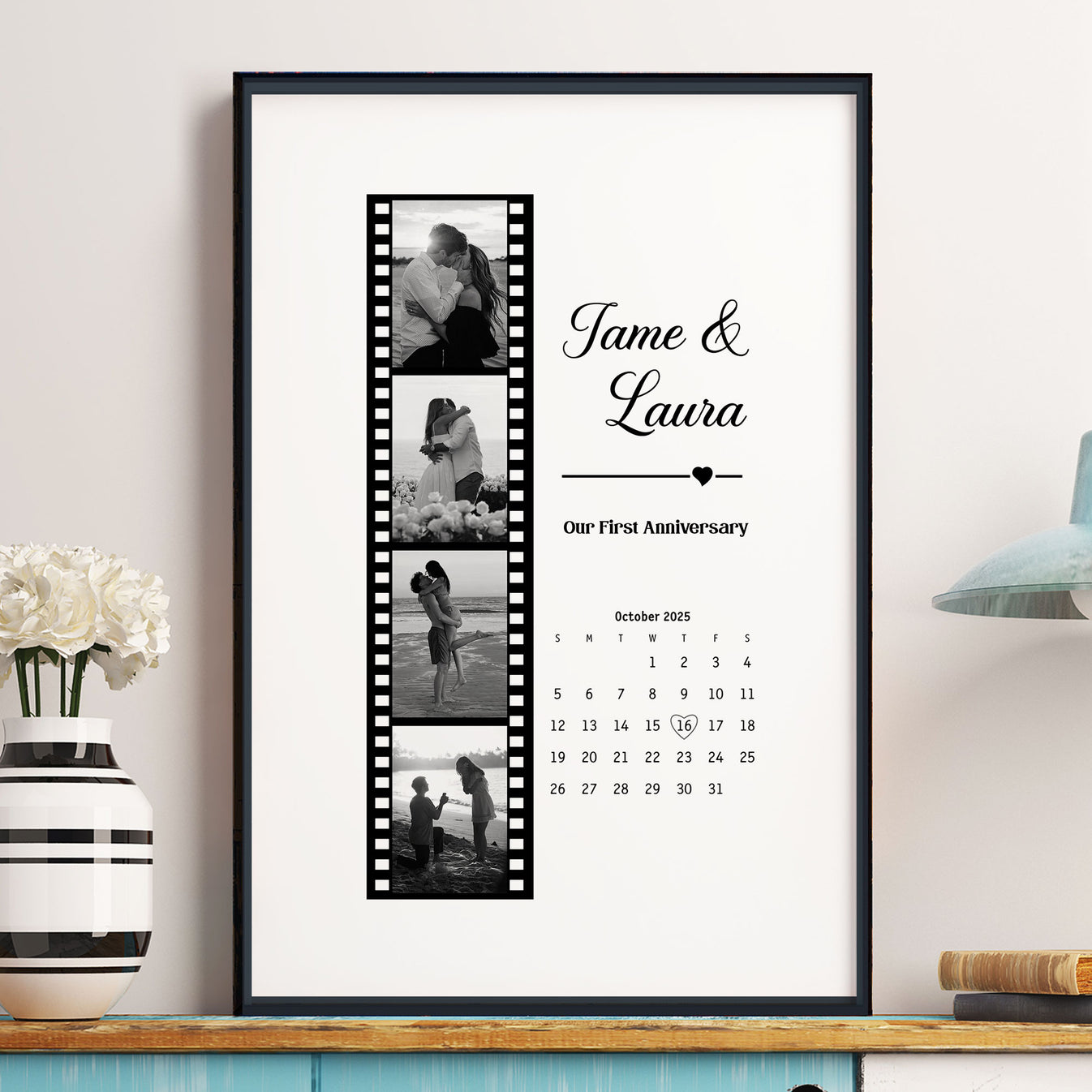 Couples Anniversary Gift Custom Photo Print With Special Date Calendar ...