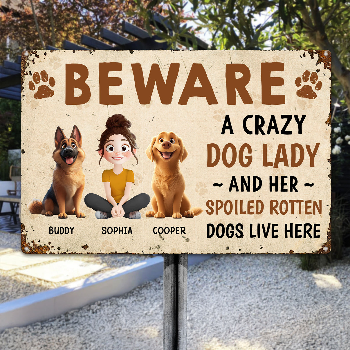 Crazy Dog Lady And Her Dogs - Personalized Metal Sign – Macorner