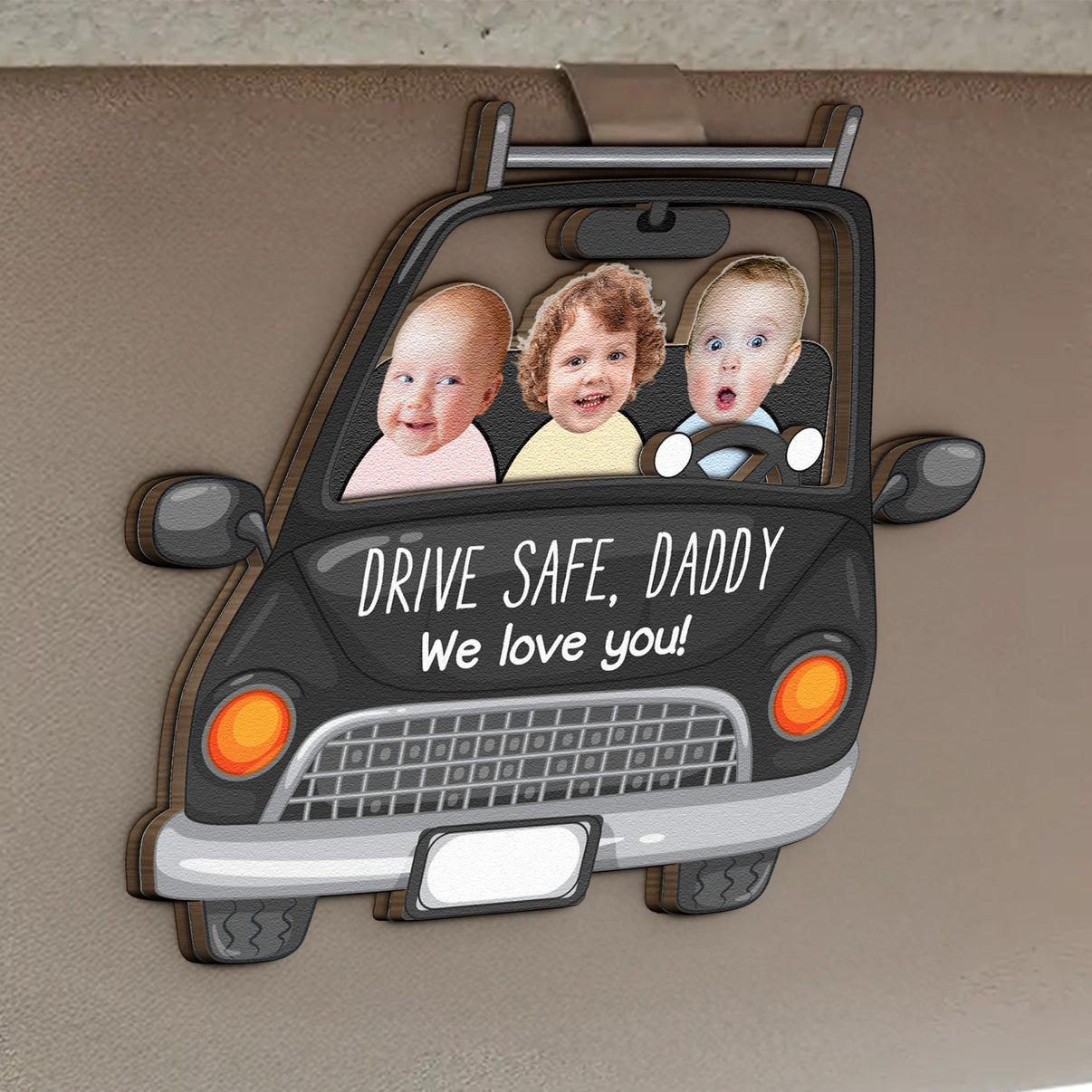 Custom Babies Face Drive Safe Daddy - Personalized Wooden Photo Car ...