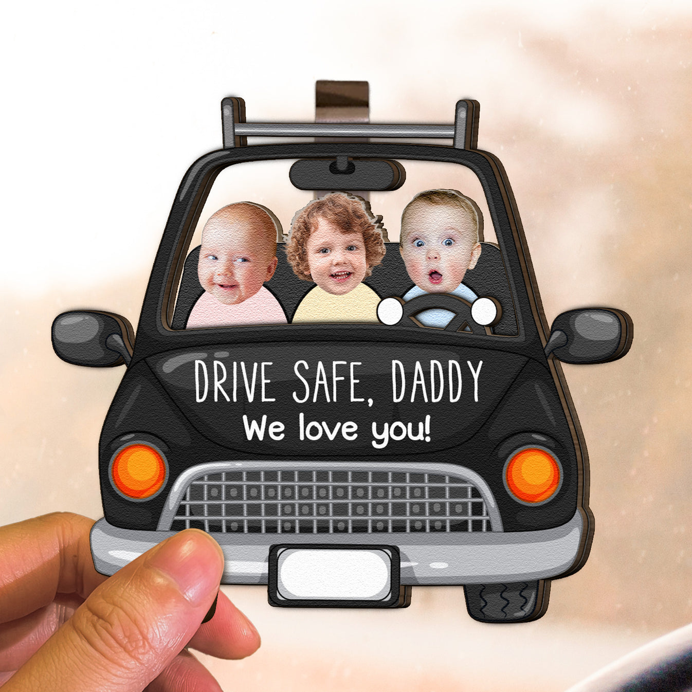 Custom Babies Face Drive Safe Daddy - Personalized Wooden Photo Car ...