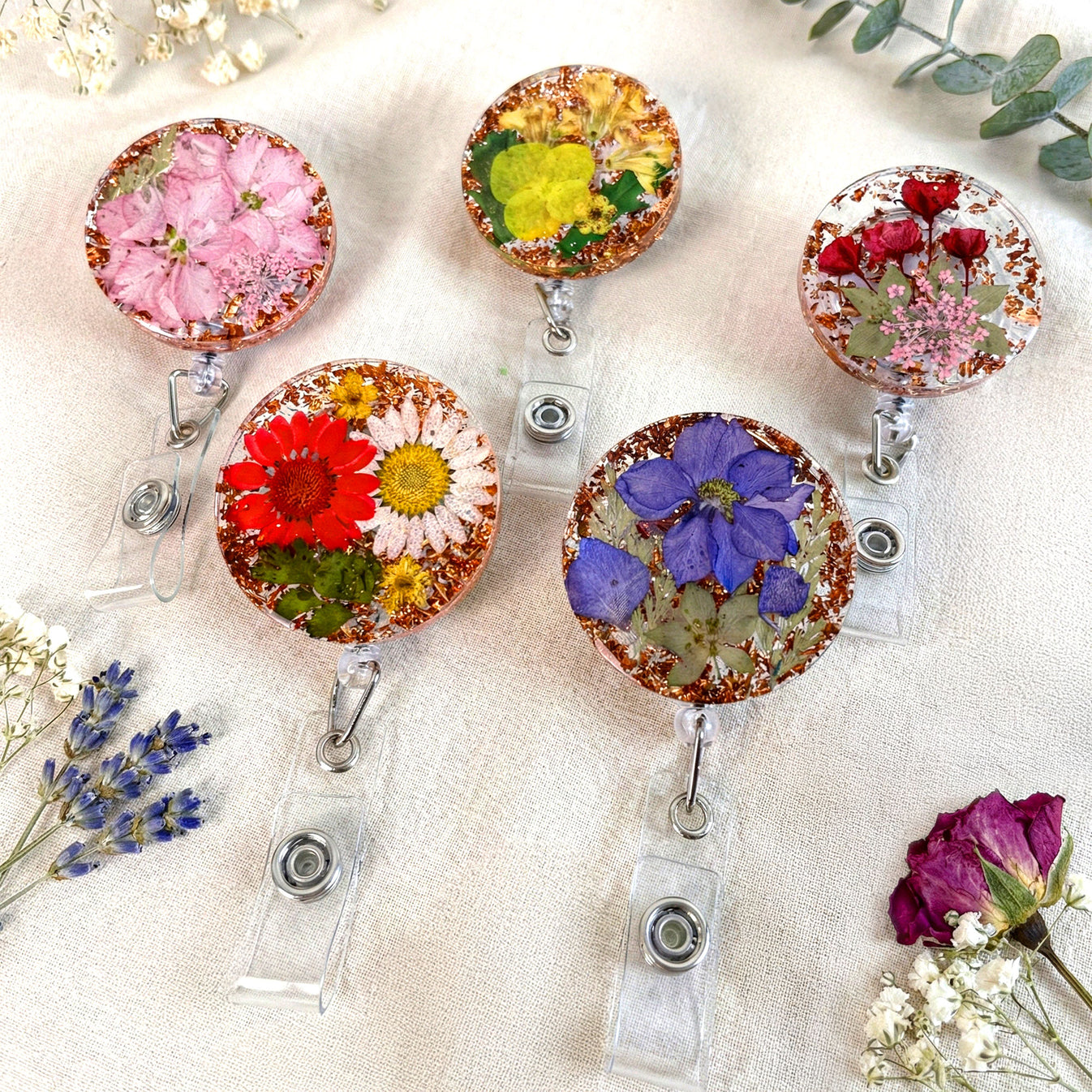 Custom Birth Month Flower - Personalized Resin Birth Flower Badge Reel ...
