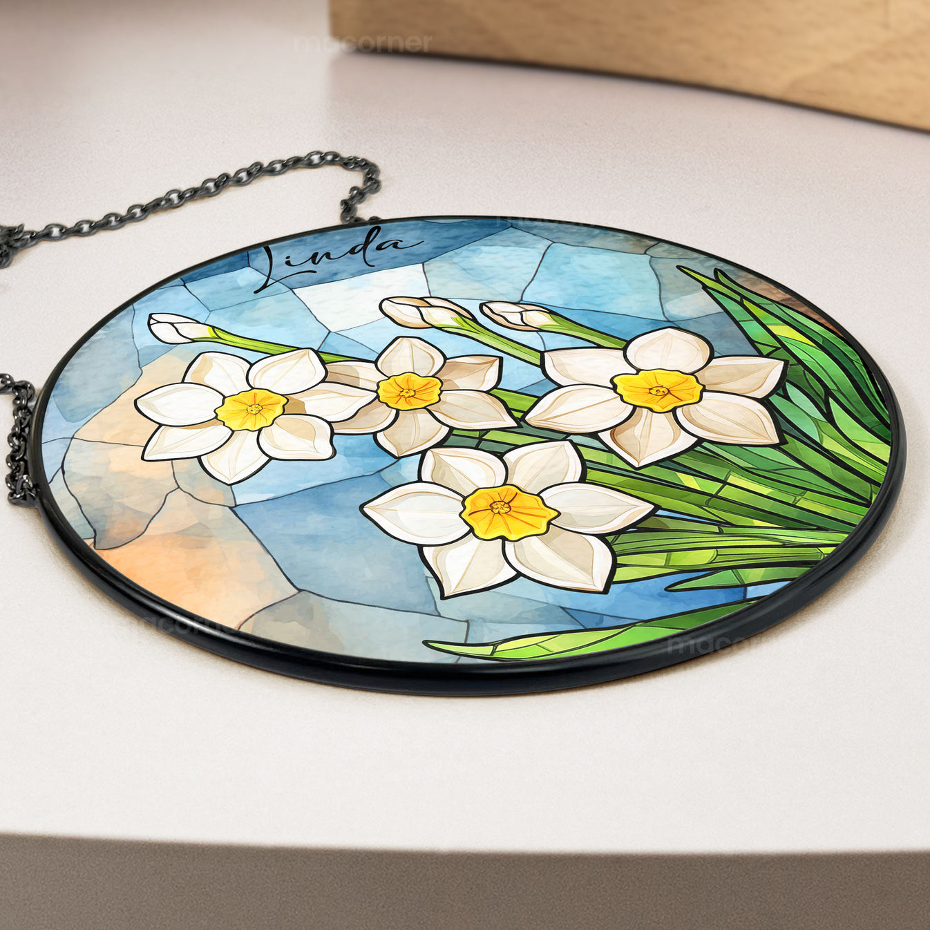 Custom Birth Month Flower - Personalized Stained Glass Window Hanging ...