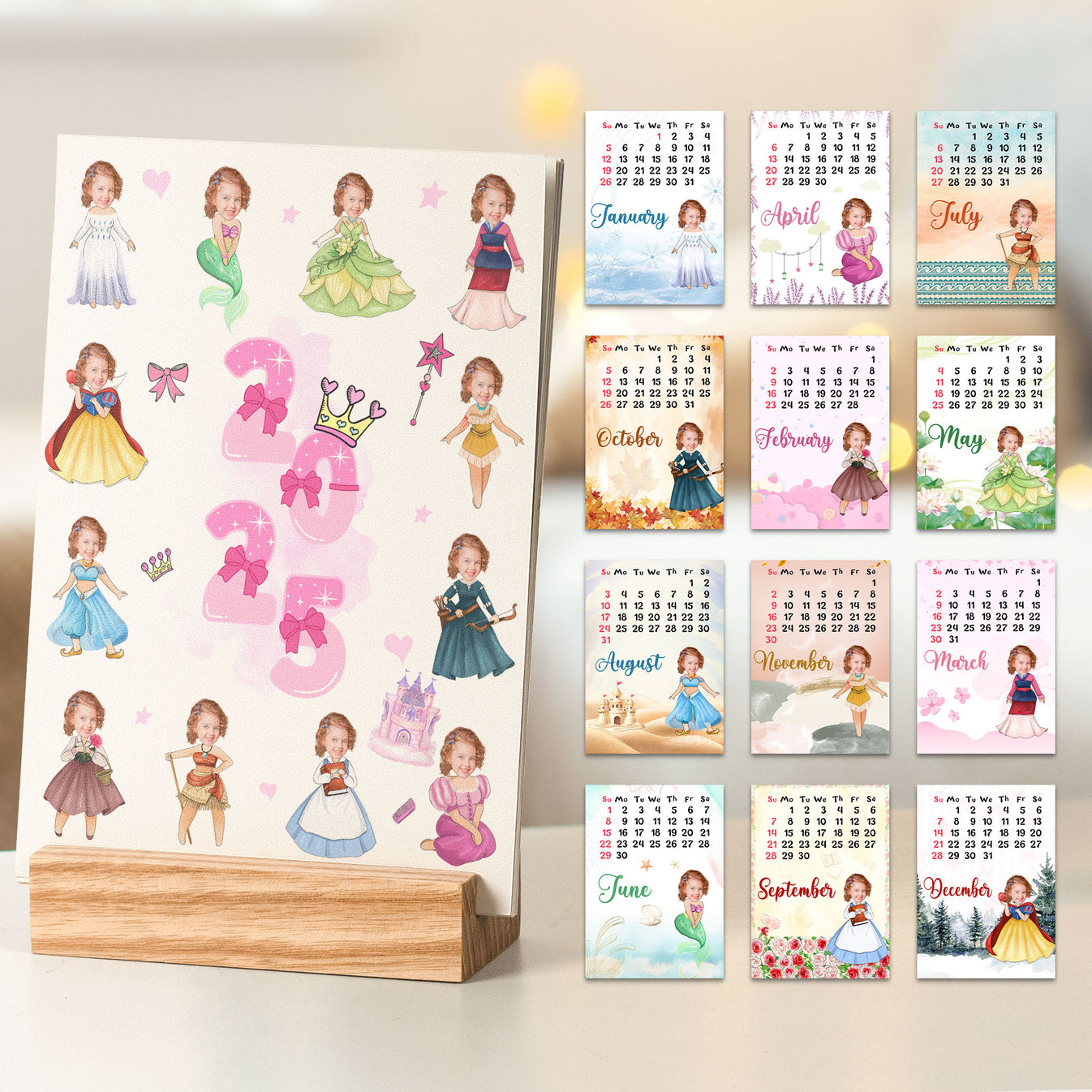 Custom Calendar For Princess Kid - Personalized Photo Easel Calendar ...