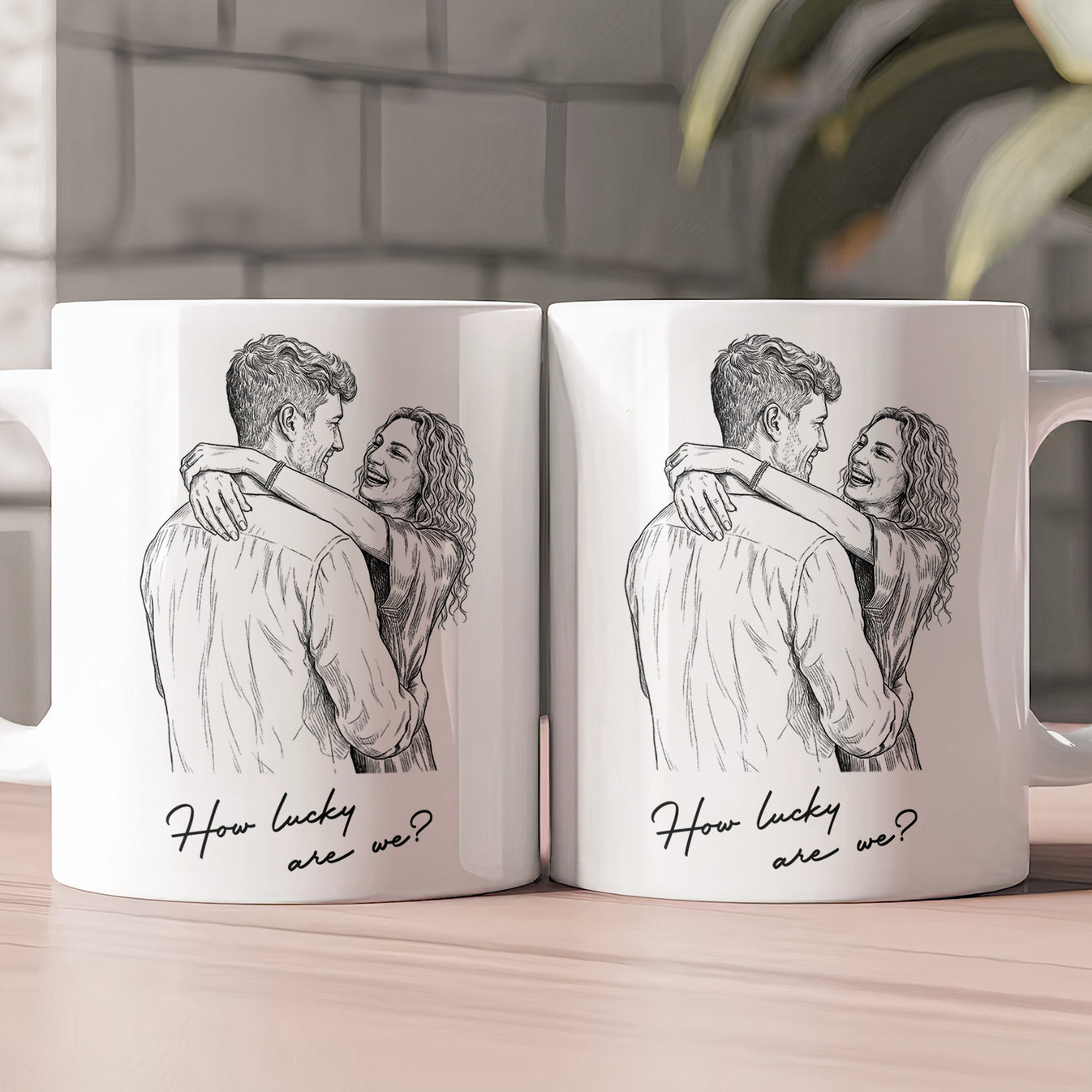 Custom Couple Photo Portrait How Lucky Are We Gift For Him, Her ...