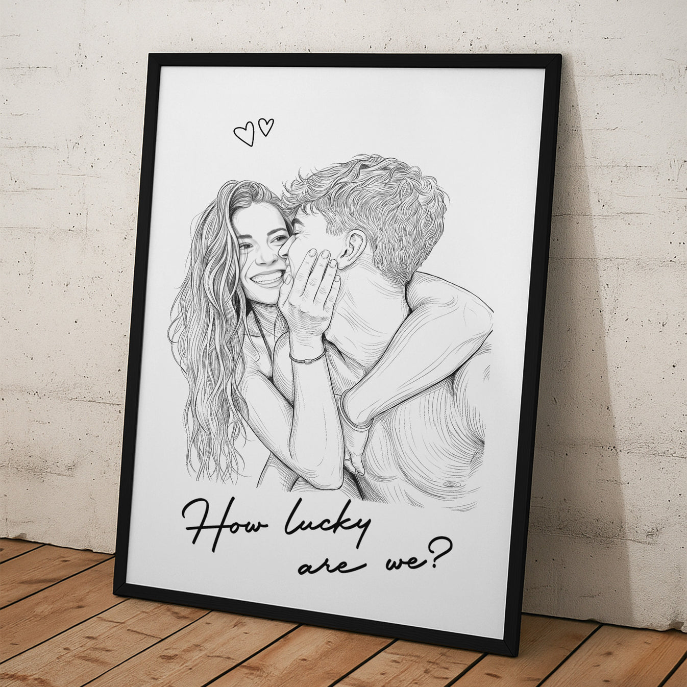Custom Couple Photo Portrait How Lucky Are We Gift For Him, Her ...