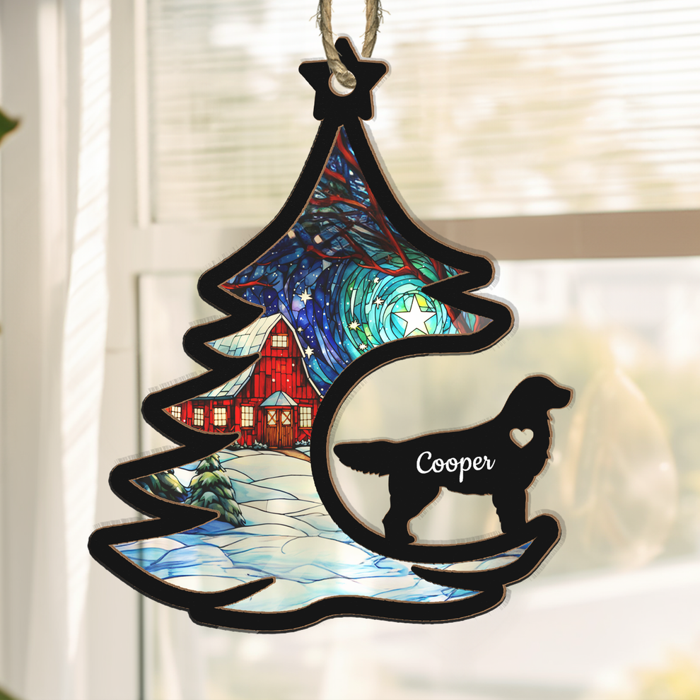 Custom Dog Breed With Name Christmas Tree - Personalized Suncatcher Or ...