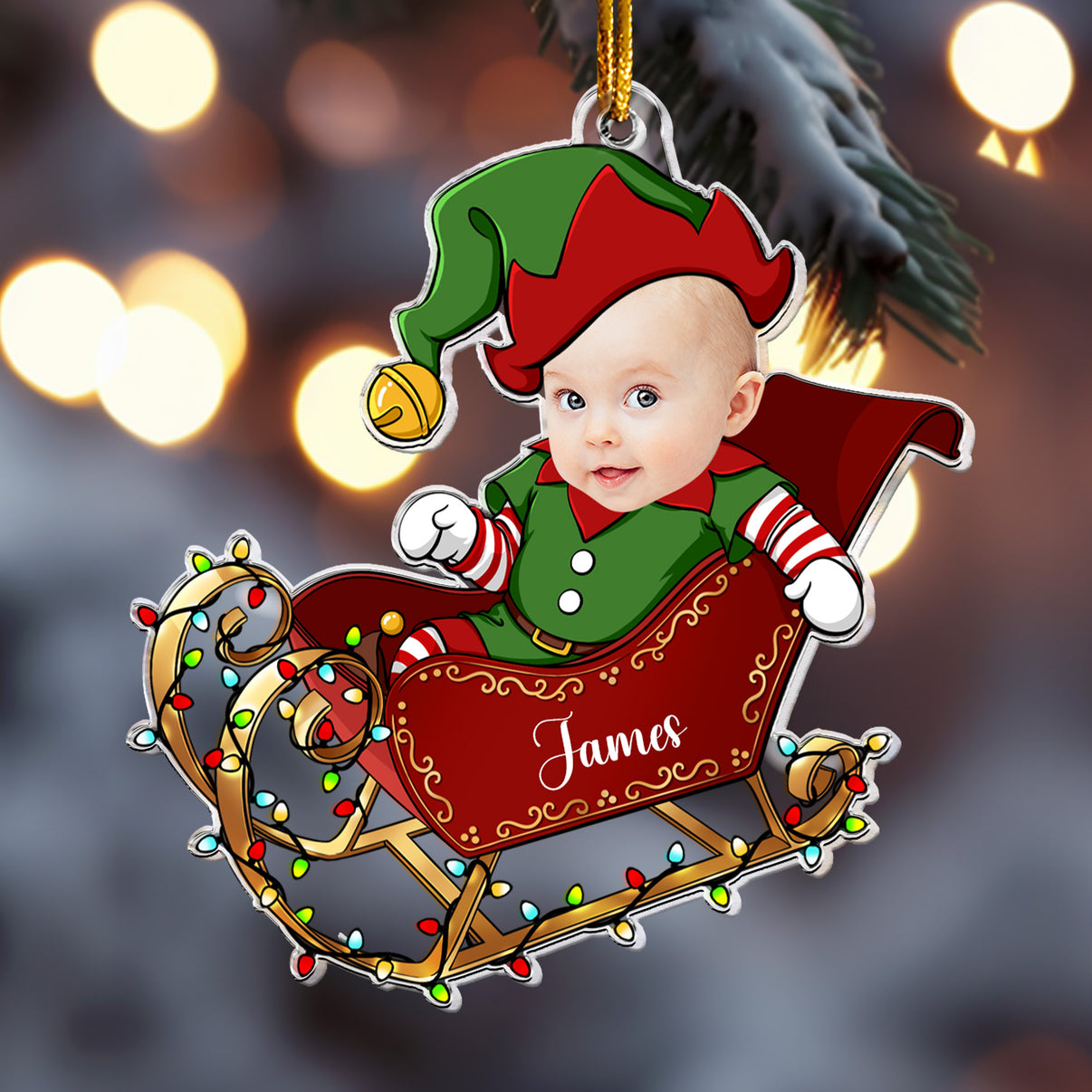 Custom Face Adorable Baby With Santa Sleigh - Personalized Acrylic ...