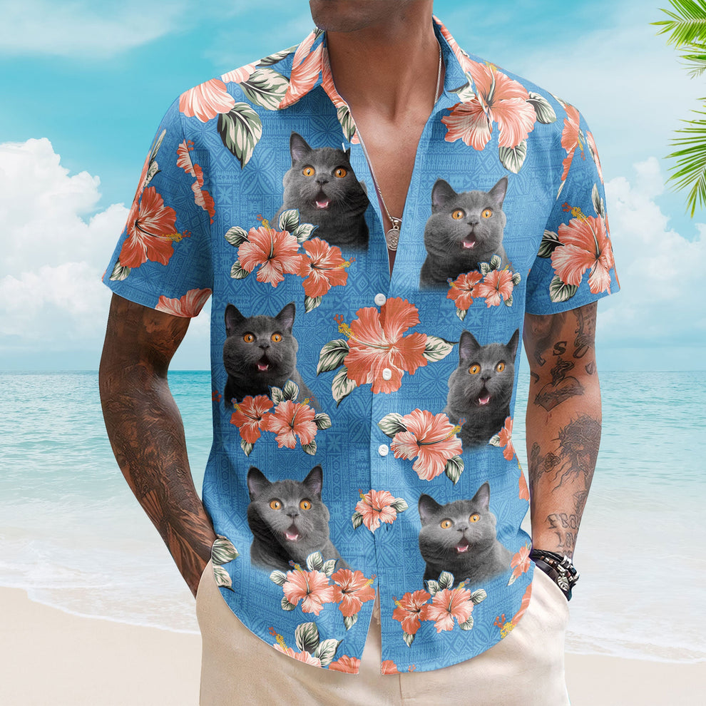 Custom Face Funny Photo Tropical Hibiscus Aloha For Men, Women - Custom ...