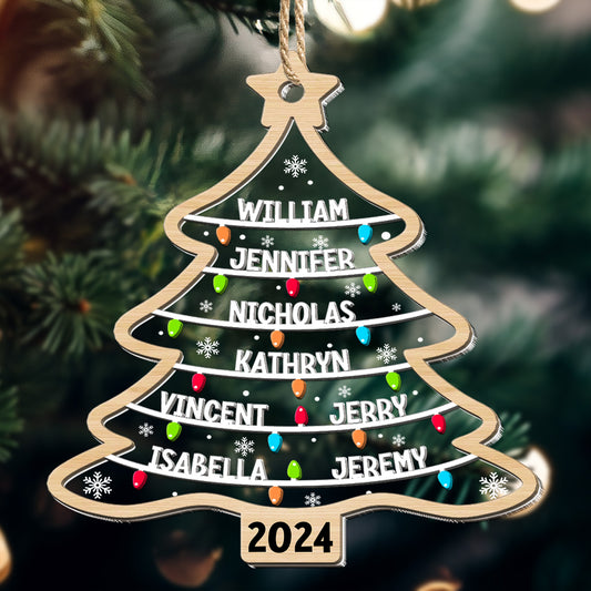 Custom Family Names Christmas Tree - Personalized Wood And Acrylic Orn ...