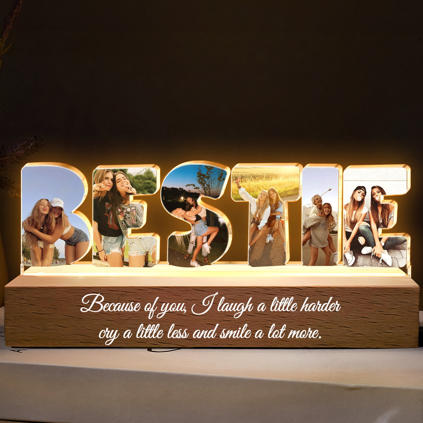 Custom Friendship Photo Collage - Personalized Photo LED Night Light ...