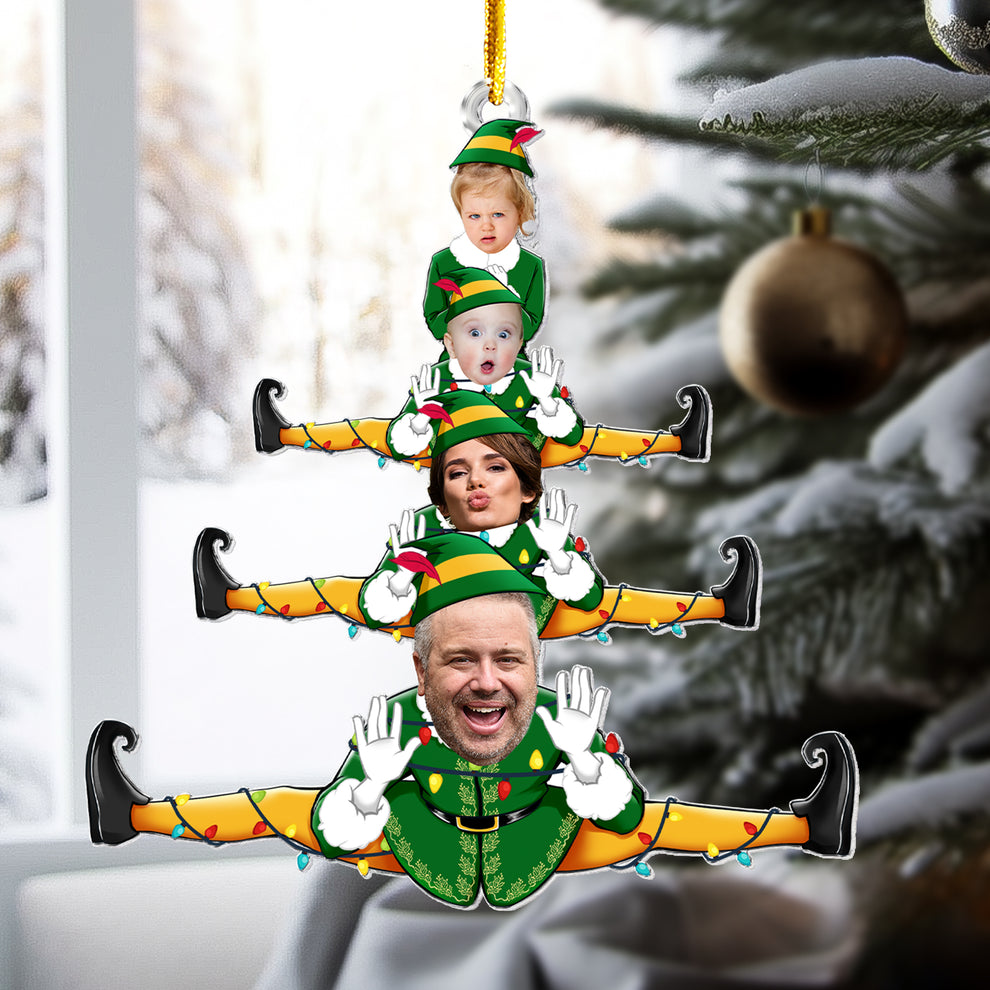 Custom Funny Elf Family Christmas Tree - Personalized Acrylic Photo ...
