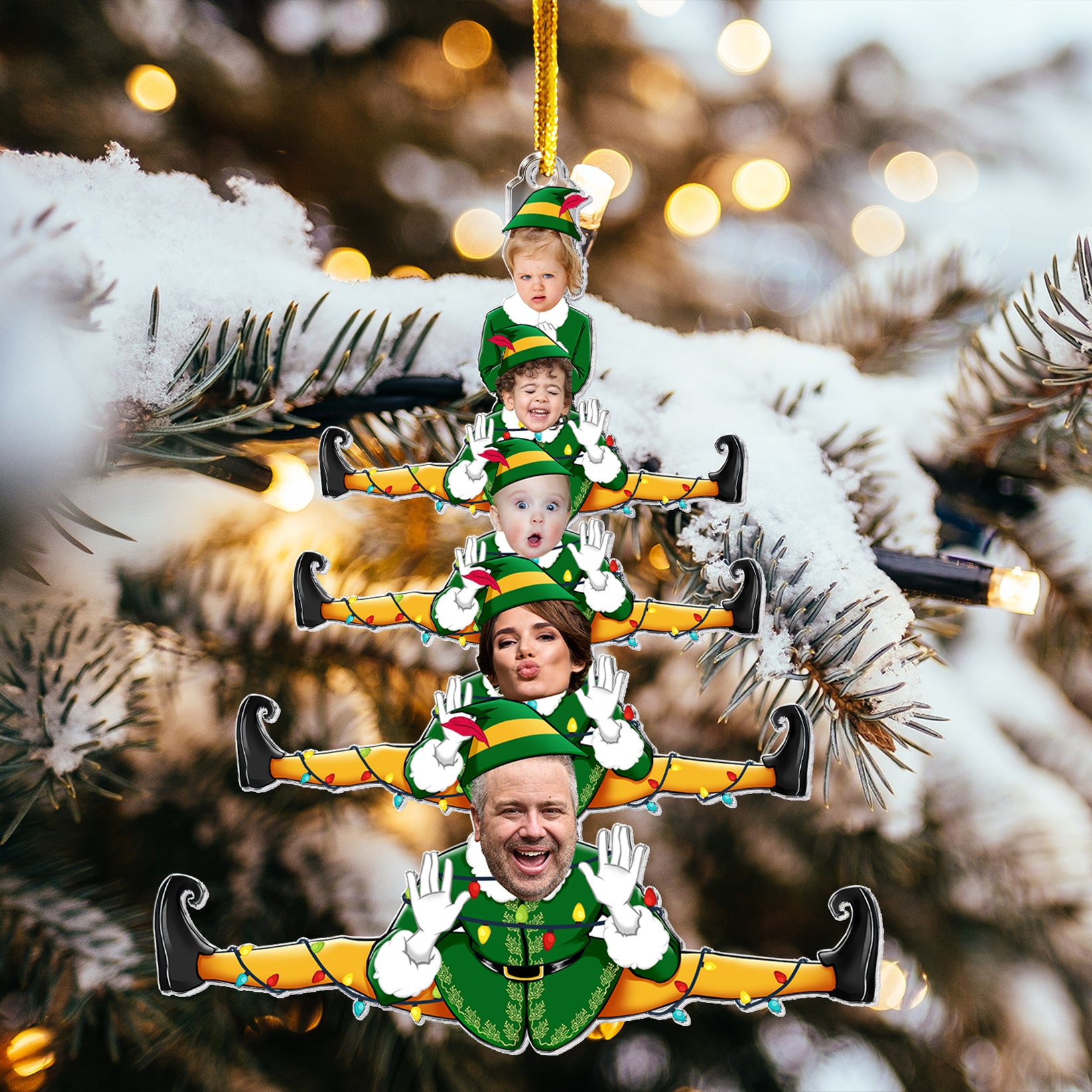 Custom Funny Elf Family Christmas Tree - Personalized Acrylic Photo ...
