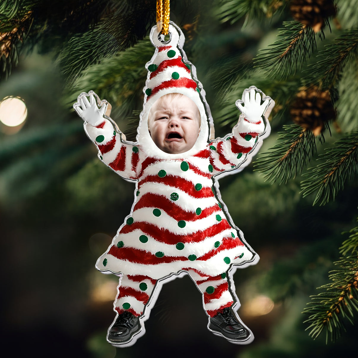 Custom Funny Face Christmas Tree Cake - Personalized Acrylic Photo ...
