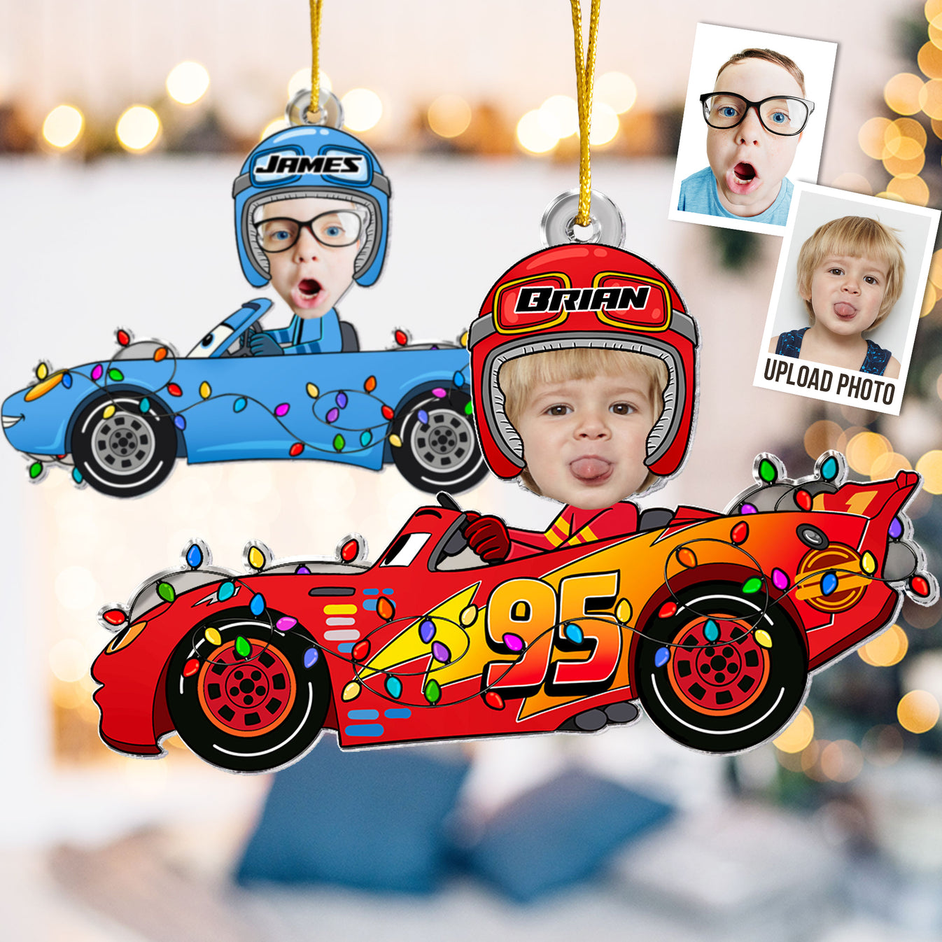 Custom Kid Face Car Toys - Personalized Acrylic Photo Ornament – Macorner
