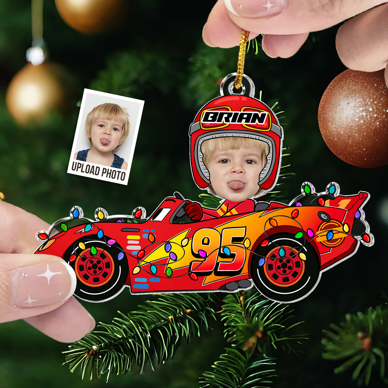 Custom Kid Face Car Toys - Personalized Acrylic Photo Ornament – Macorner
