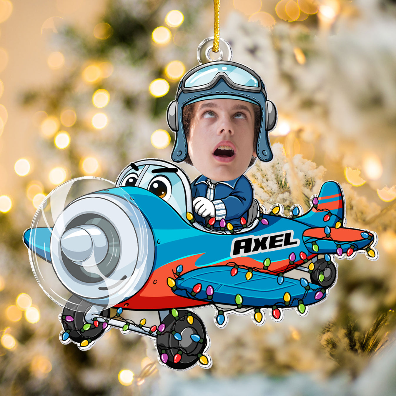 Custom Kid Face Cartoon Airplane - Personalized Acrylic Photo Ornament ...