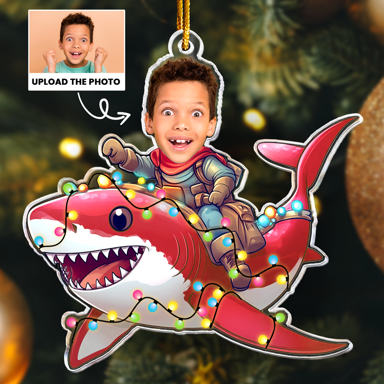 Custom Kid Face Shark - Personalized Acrylic Photo Ornament – Macorner