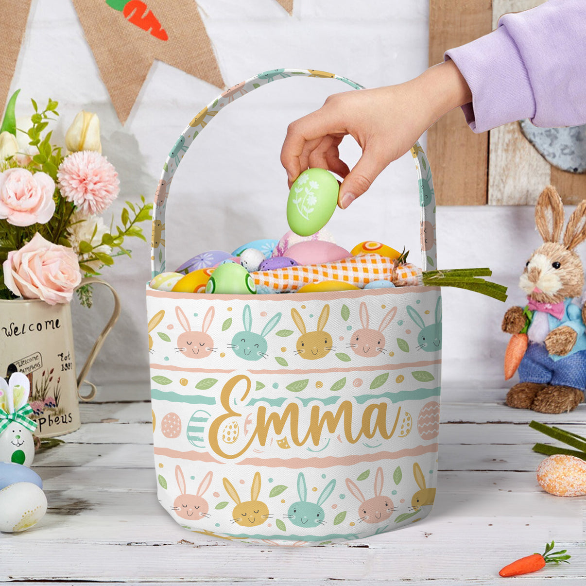 Custom Name Easter Pattern - Personalized Easter Basket – Macorner