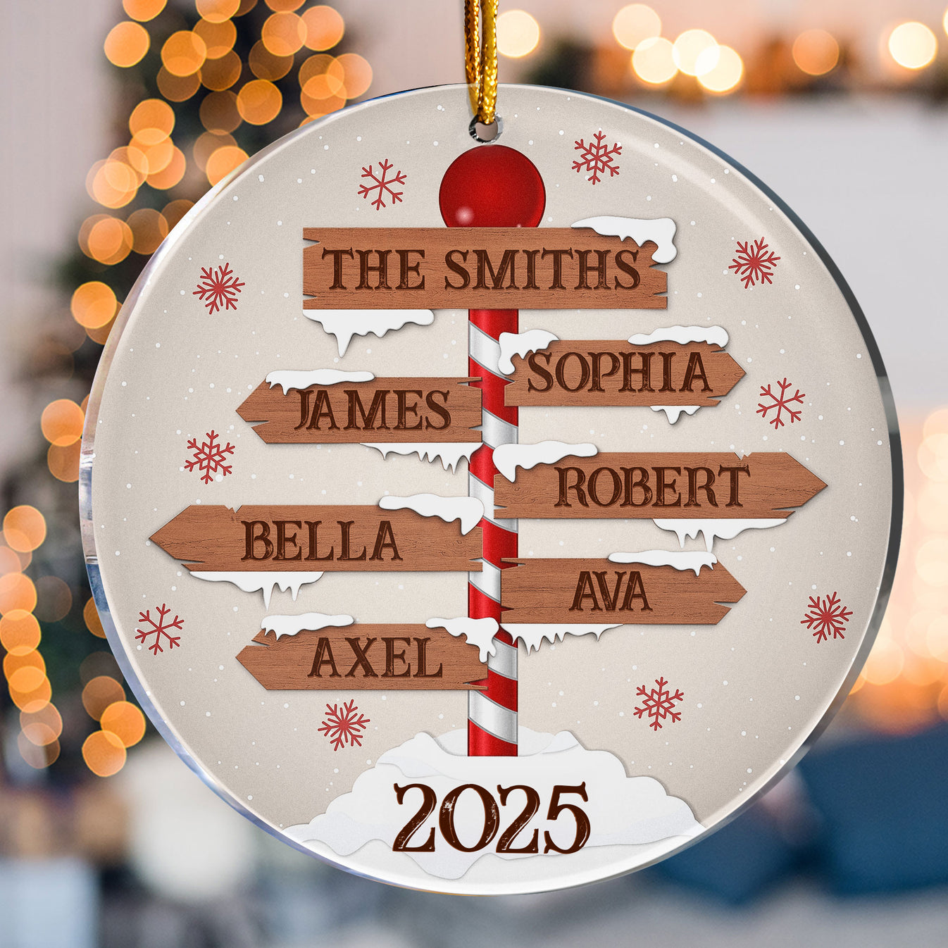 Custom Name Family Christmas North Pole - Personalized Acrylic Ornament ...