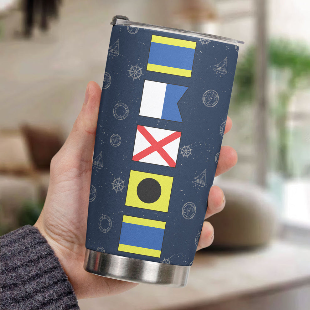 Custom Name In Nautical Flag - Personalized Tumbler Cup – Macorner
