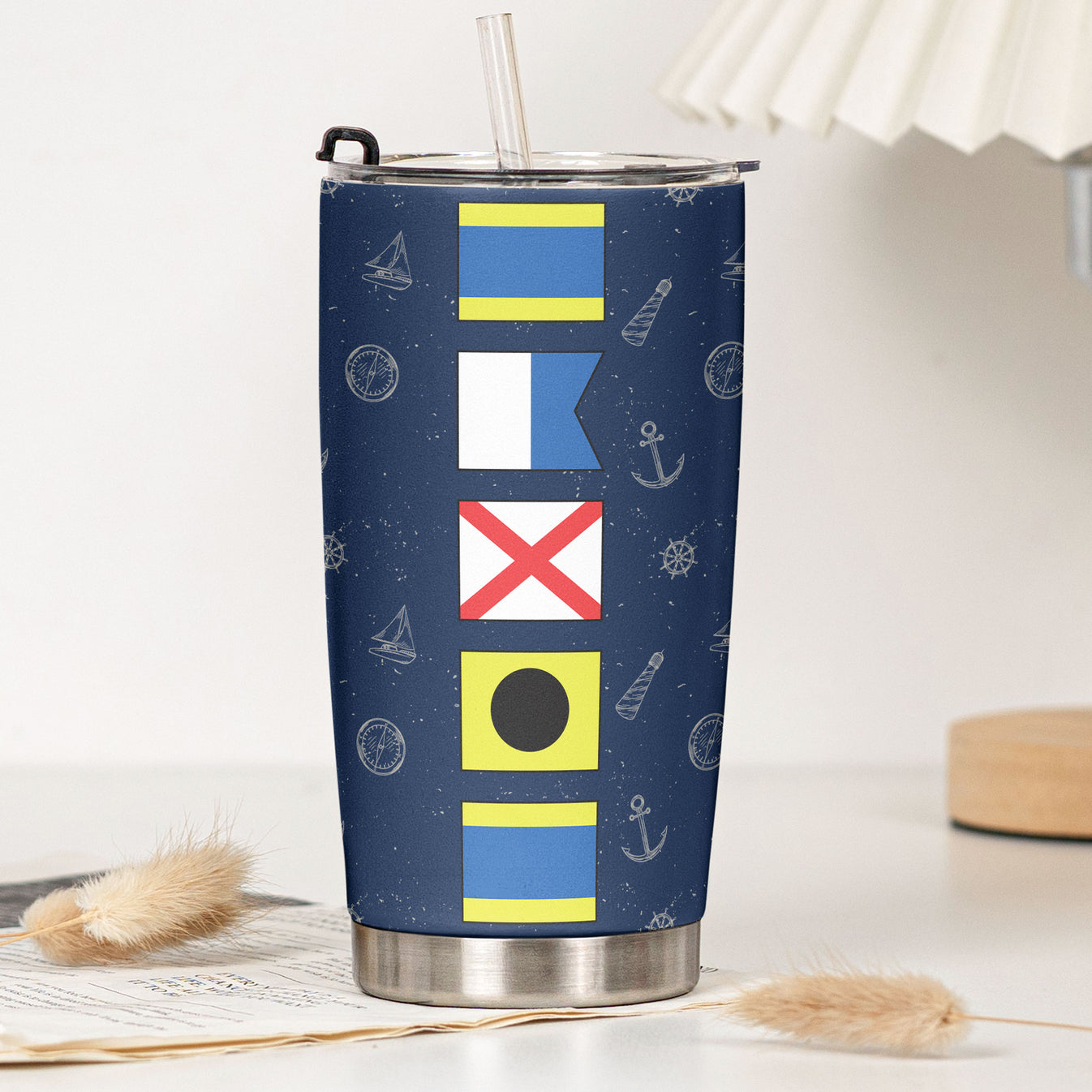 Custom Name In Nautical Flag - Personalized Tumbler Cup – Macorner