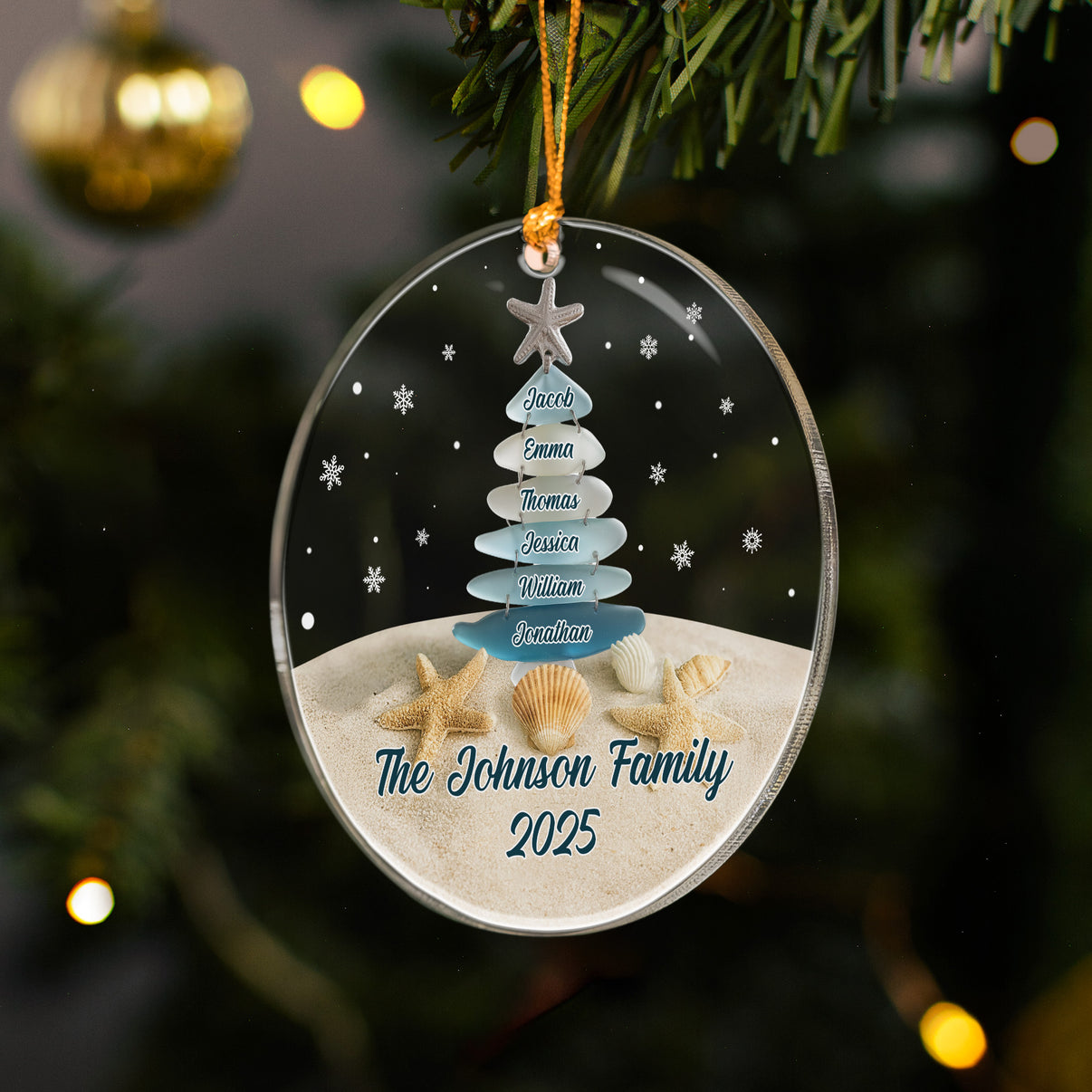 Custom Name With Sea Glass Family Tree Christmas - Personalized Acryli ...