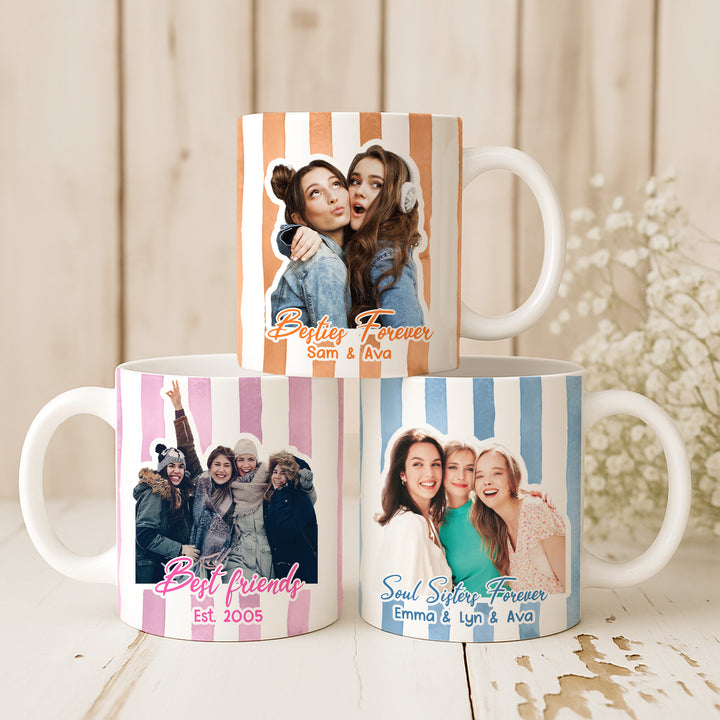 Custom Photo Bestie Mug Stripe Besties Picture - Personalized Photo Mu ...