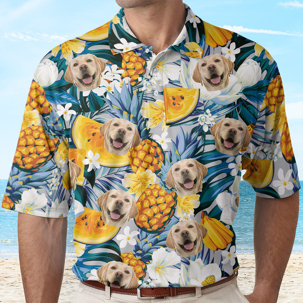 Custom Polo Shirt With Funny Face Hawaiian Pattern - Personalized Phot ...
