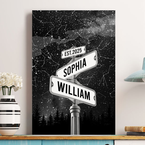 Custom Star Map Street Sign Couple Anniversary Gift - Personalized Poster – Macorner