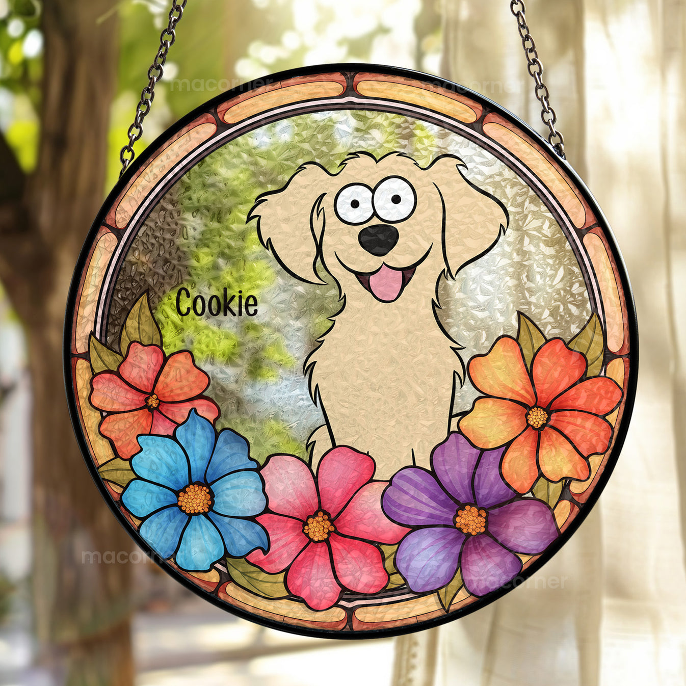 Custom Your Adorable Pet - Personalized Stained Glass Window Hanging ...