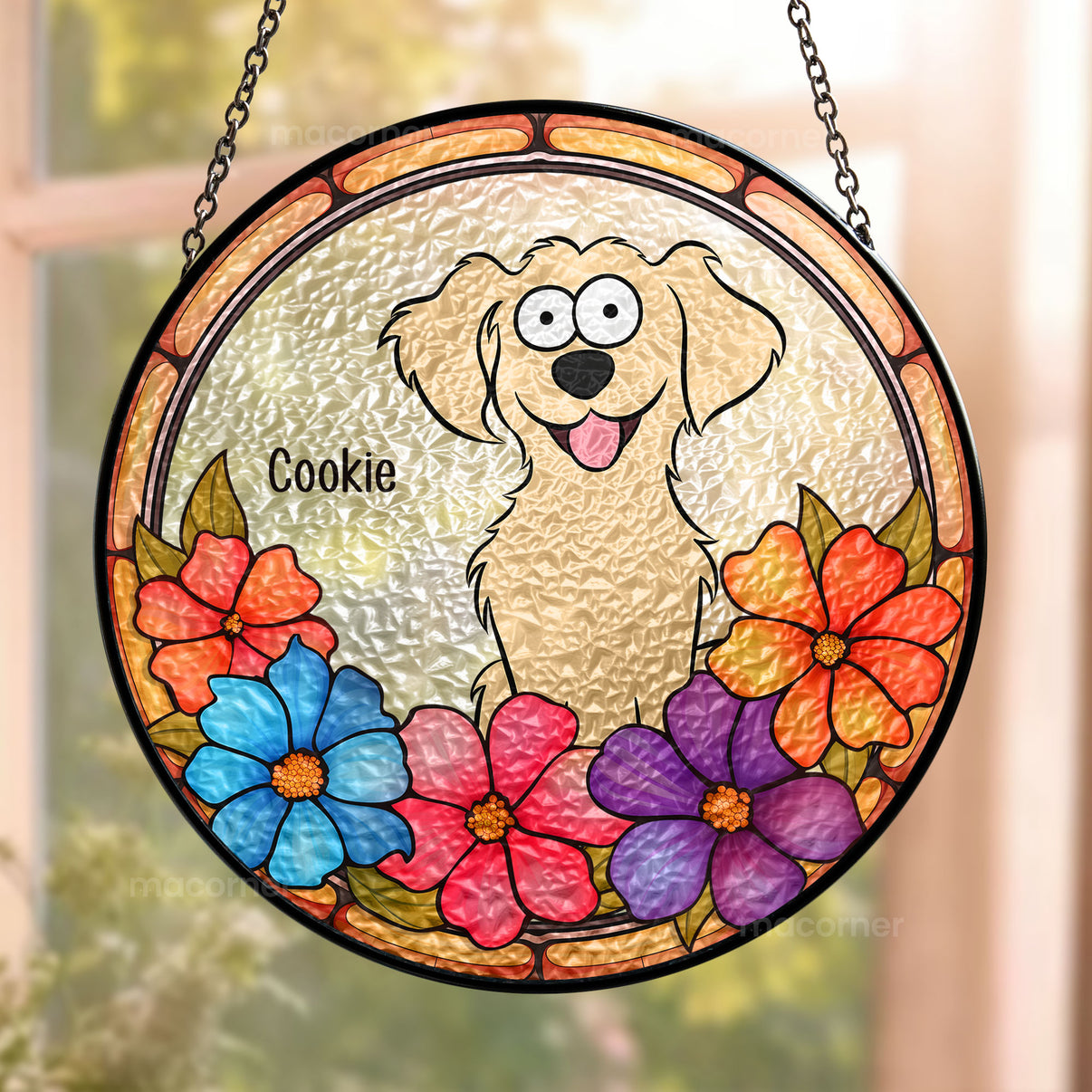 Custom Your Adorable Pet - Personalized Stained Glass Window Hanging ...