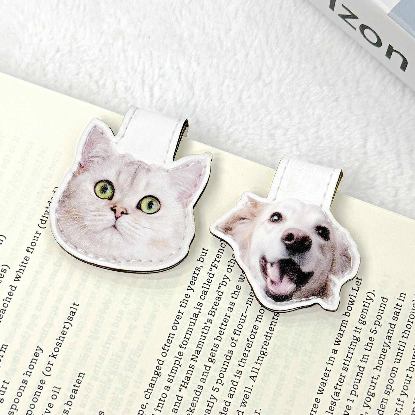 Custom Dog, Cat, Pet Face - Personalized Leather Magnetic Bookmark ...